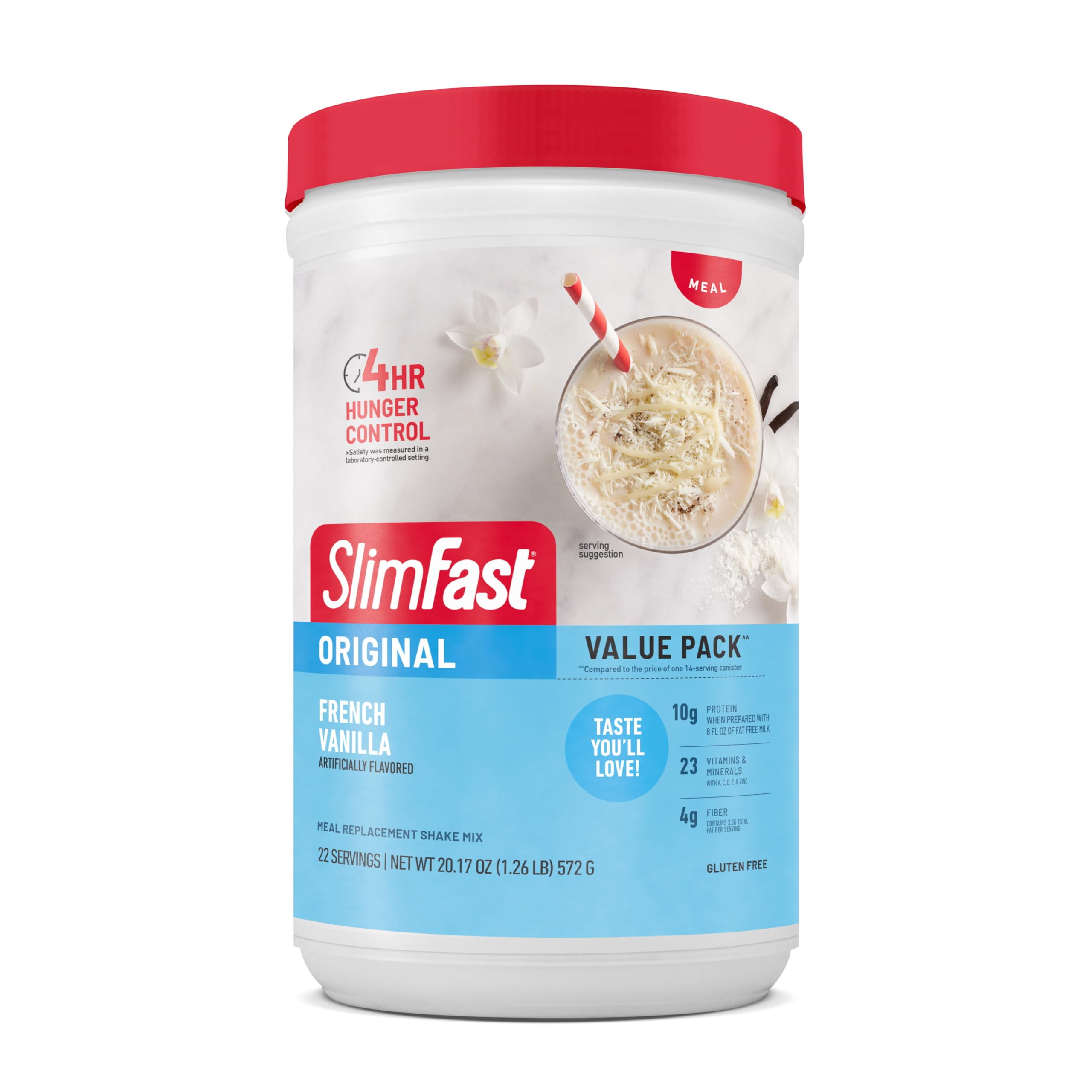SlimFast Meal Replacement Powder, DHF10 Original French Vanilla, Weight Loss Shake Mix, 10g of ...