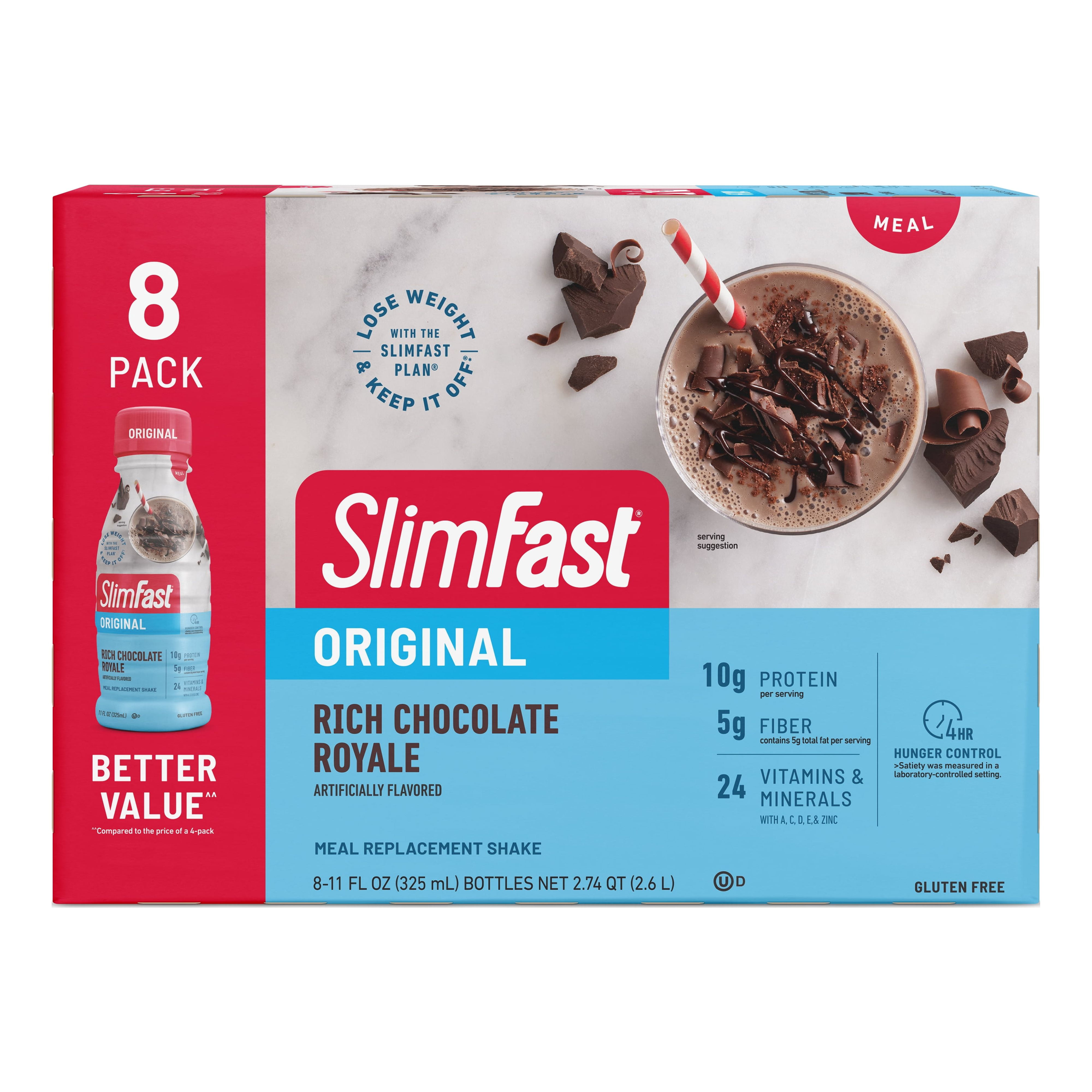 SlimFast Protein Meal Replacement Drinks, Rich Chocolate Royale, 11 Fl ...