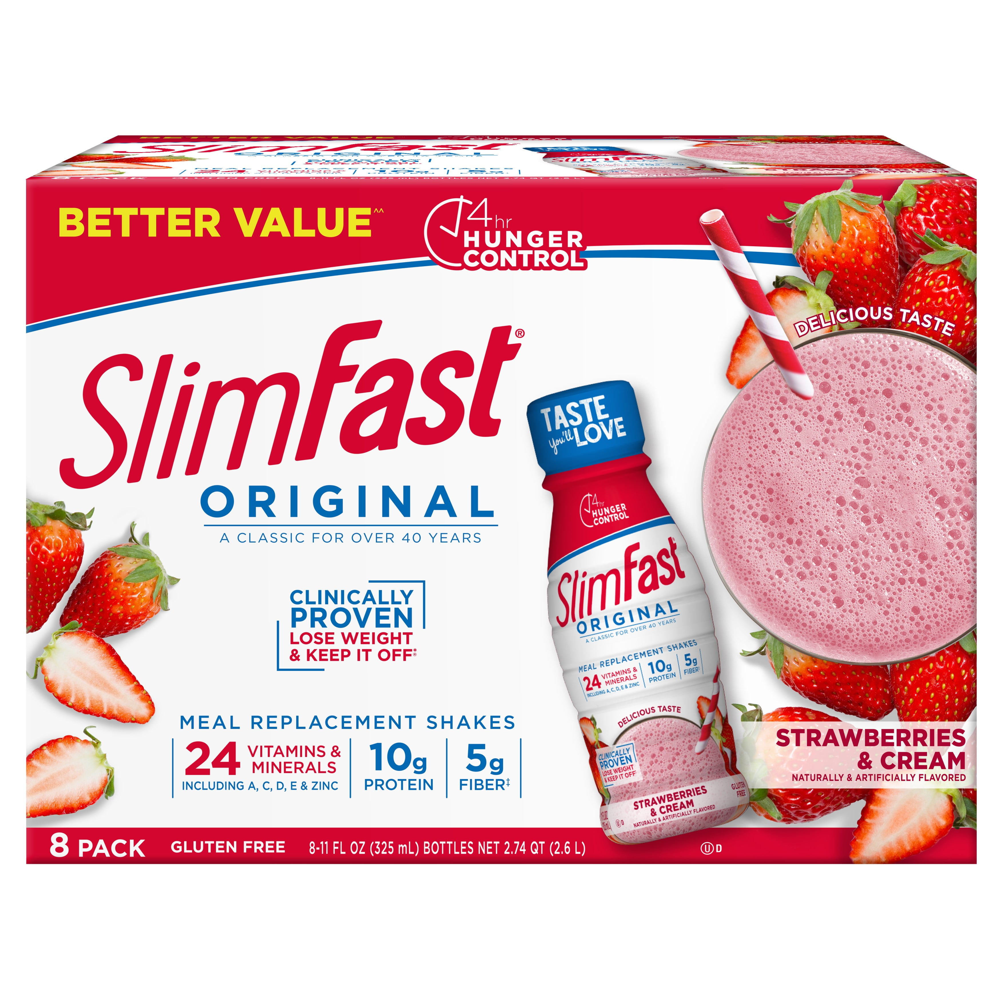 SlimFast Nutrition Meal Replacement Protein Shake Drink, Strawberries ...