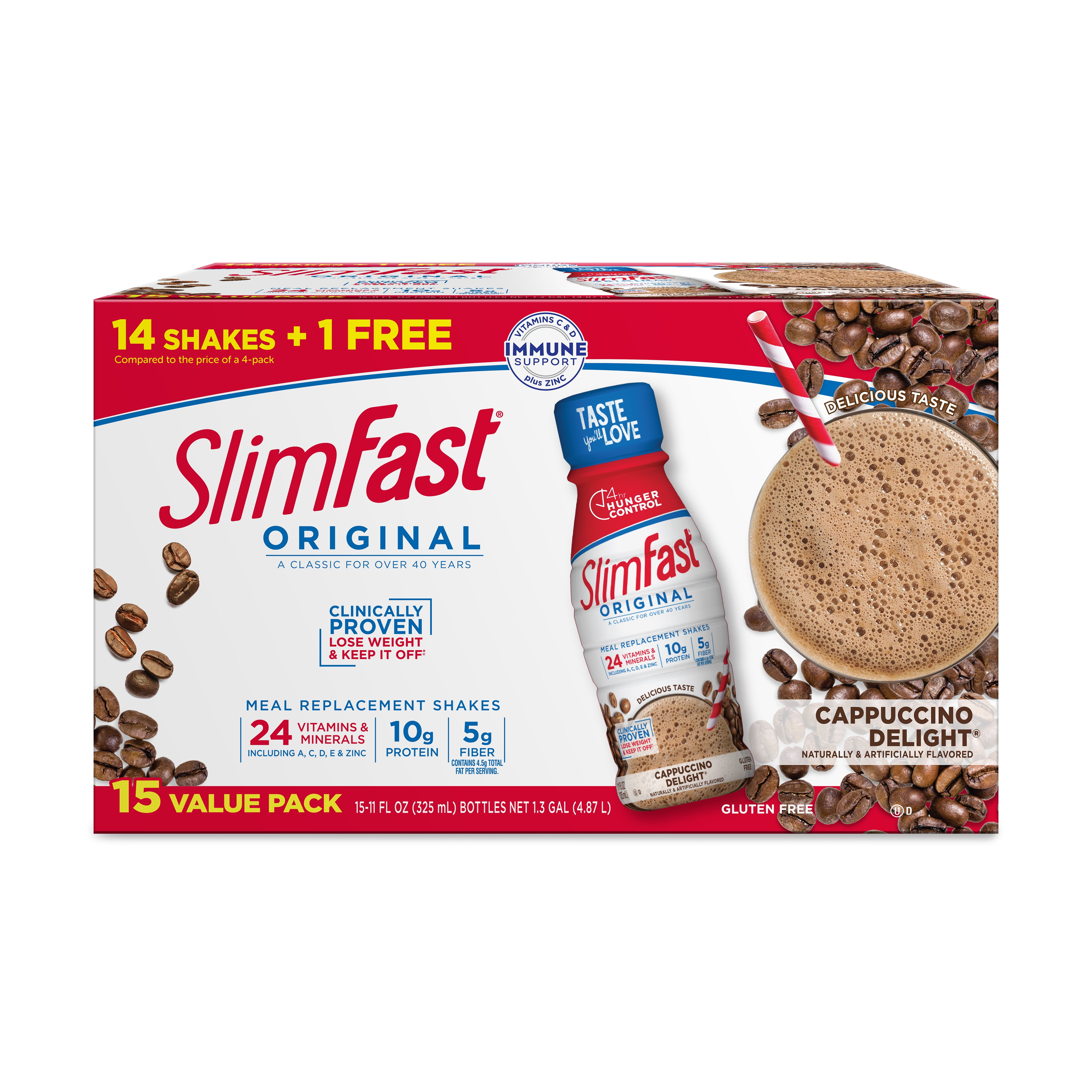 SlimFast Original, High Protein, Hunger Control, Ready to Drink Shakes ...