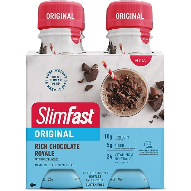 SlimFast Original Shakes, Rich Chocolate Royale , 11 Fl oz, 4 Ct ...