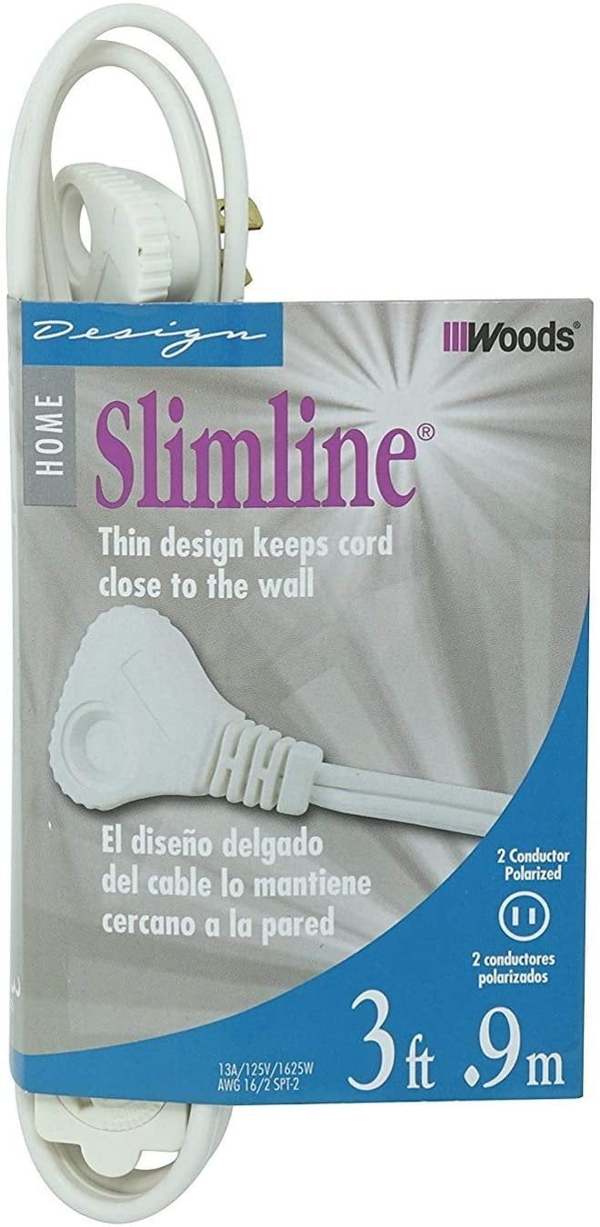 SlimLine 2235 Indoor Extension Cord, 3ft, Right Angled Plug, 3 Outlets ...