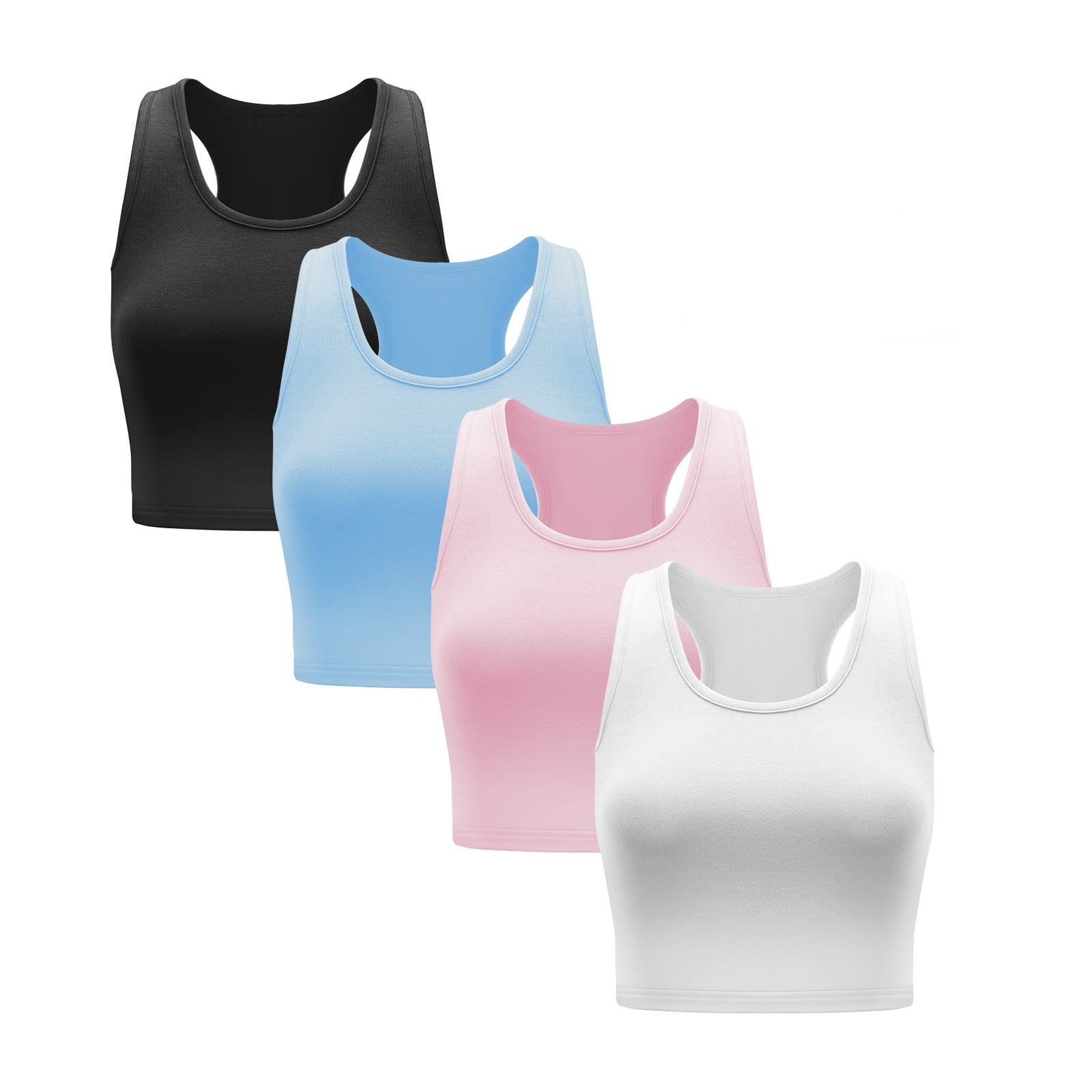 SlimPro 4 Pieces Basic Crop Tank Tops Sleeveless Racerback Crop Sport ...