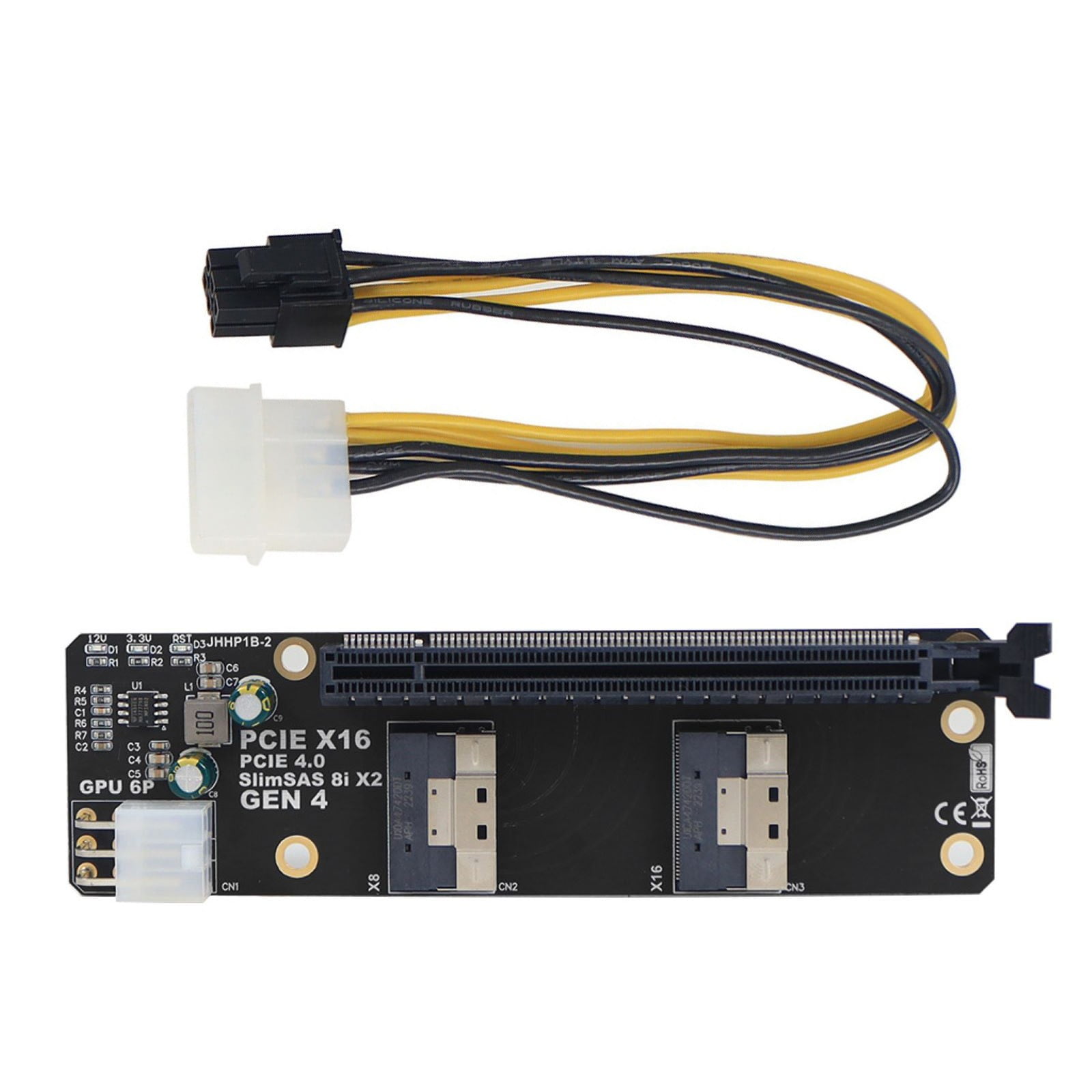 SlimSAS 8i x2 to PCIe4.0 x16 Slot Adapter SFF8654 Riser Card GEN4 ...