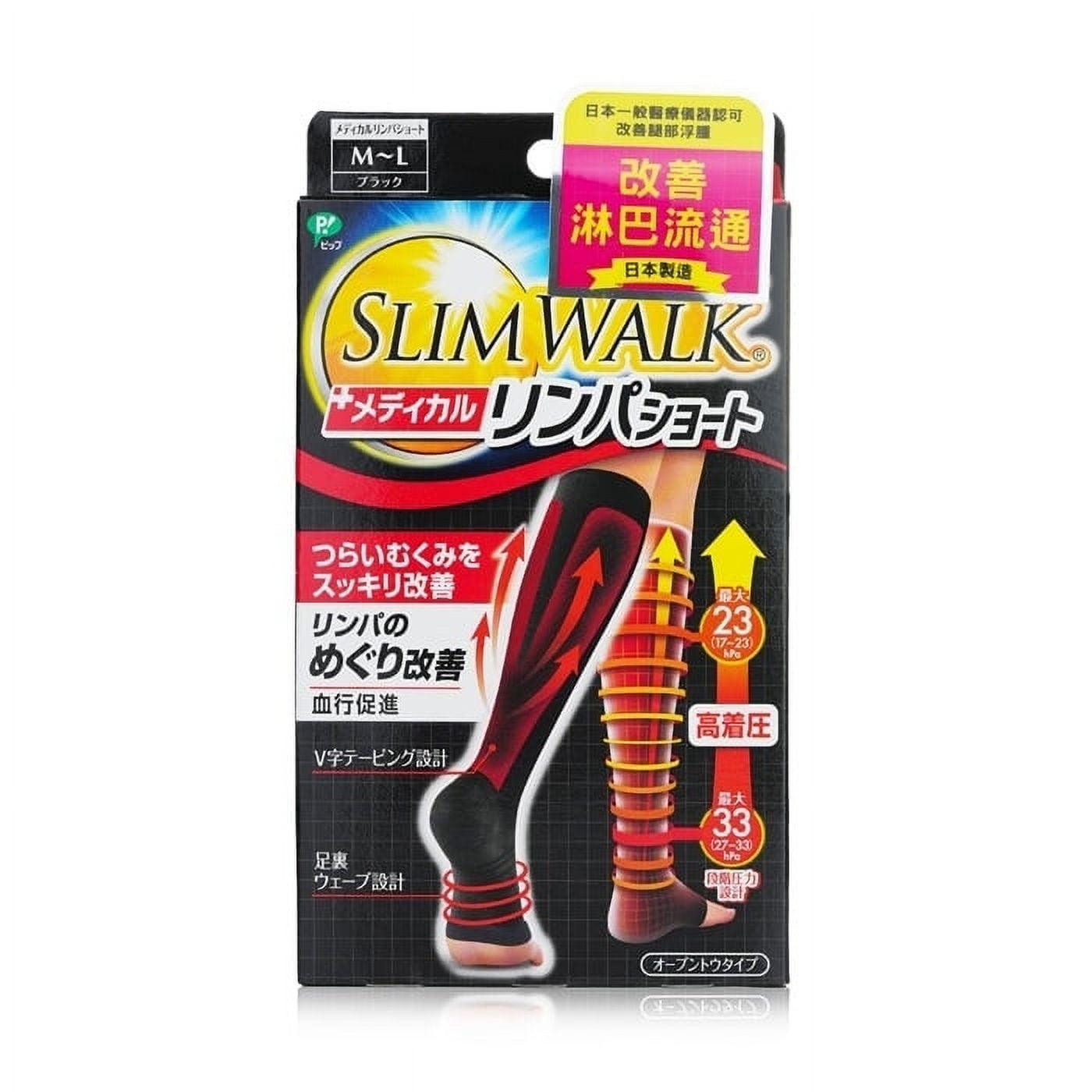 SlimWalk Compression Medical Lymphatic Open-Toe Socks Short Type ...