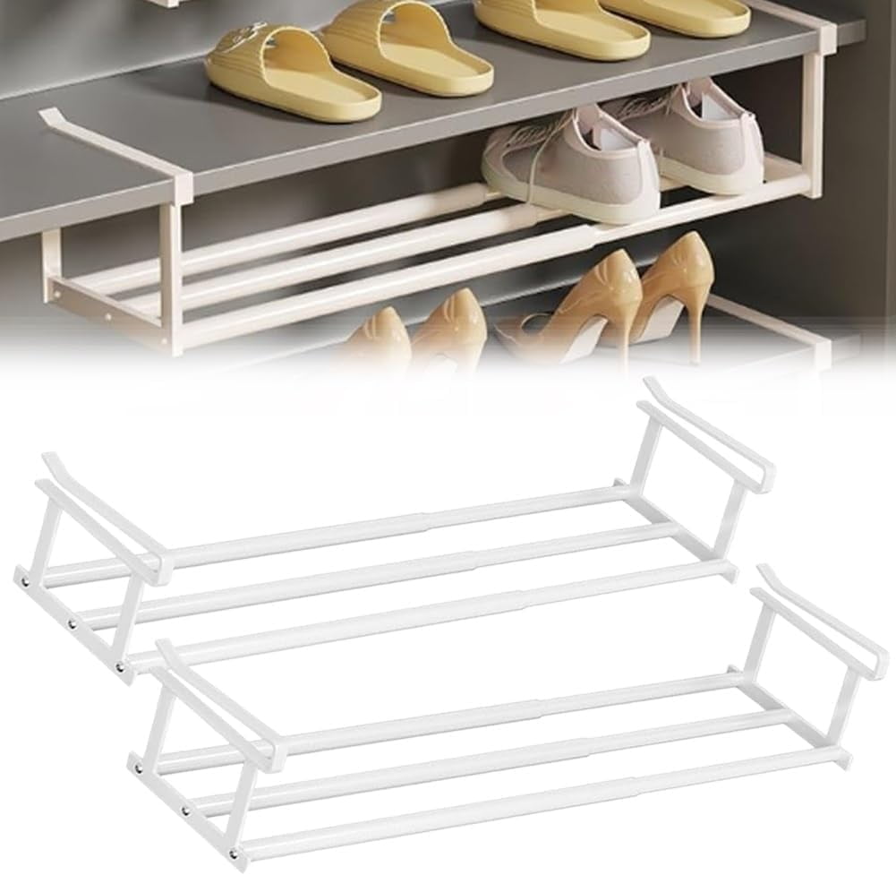 Slimdescent Cabinet Telescopic Shelf, Adjustable Shoe Rack for Under ...
