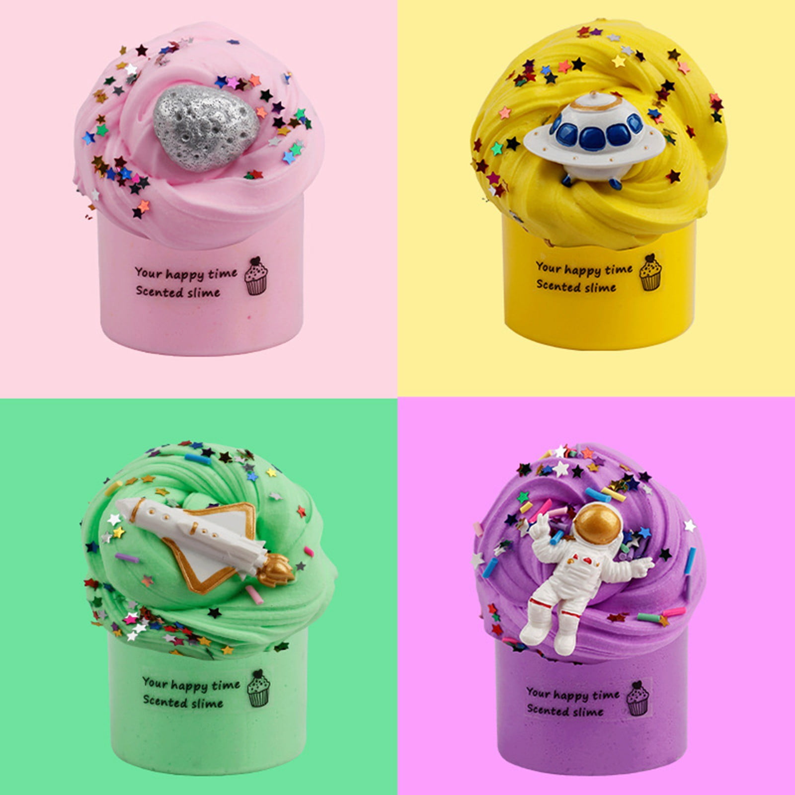 Slime: 4 Multicolour Sticky Slimes - Adult/Kids Toys, Stress Relief ...