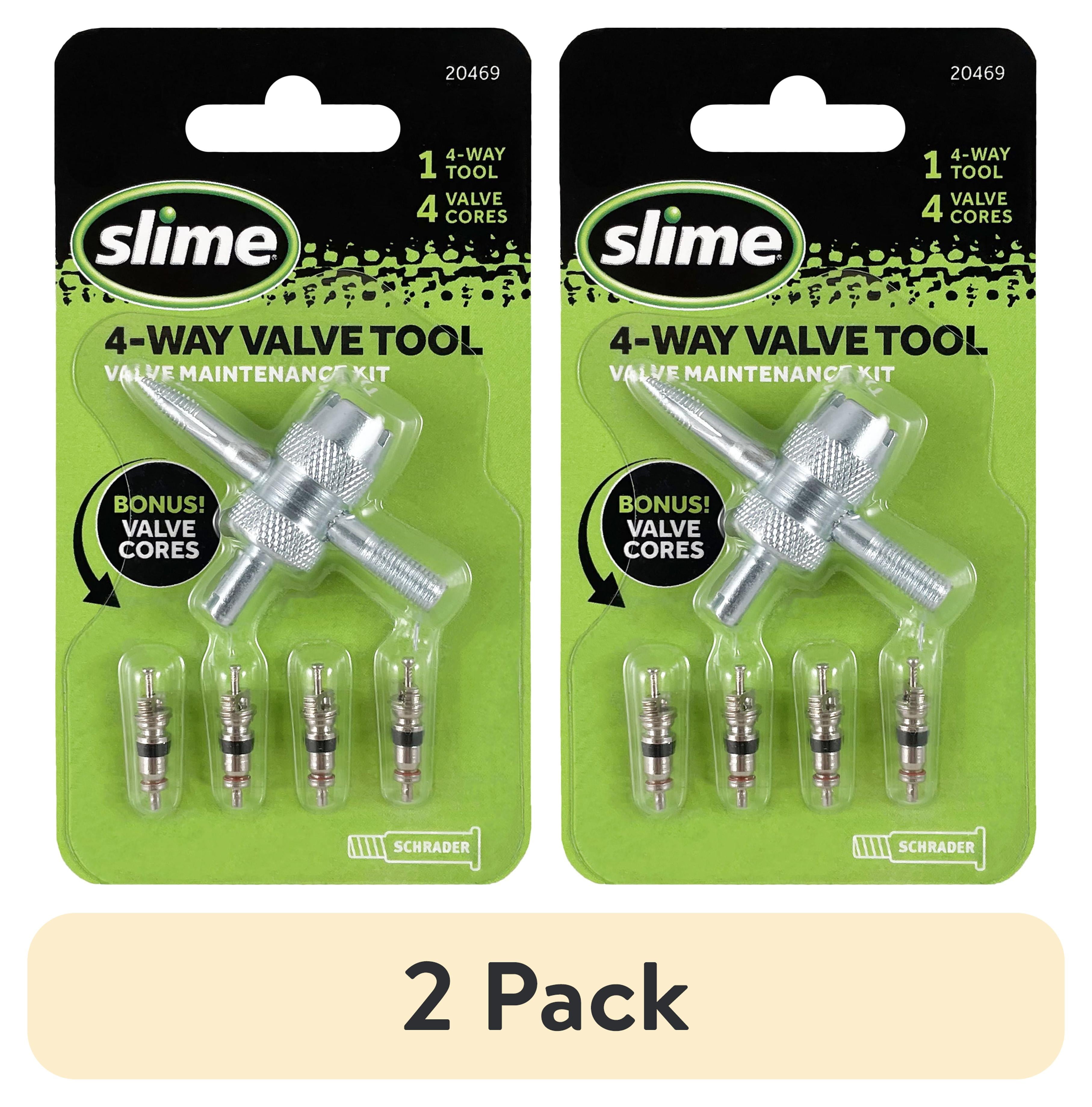 (2 pack) Slime 4way Valve Core Tool & 4 Replacement Valve Cores ...