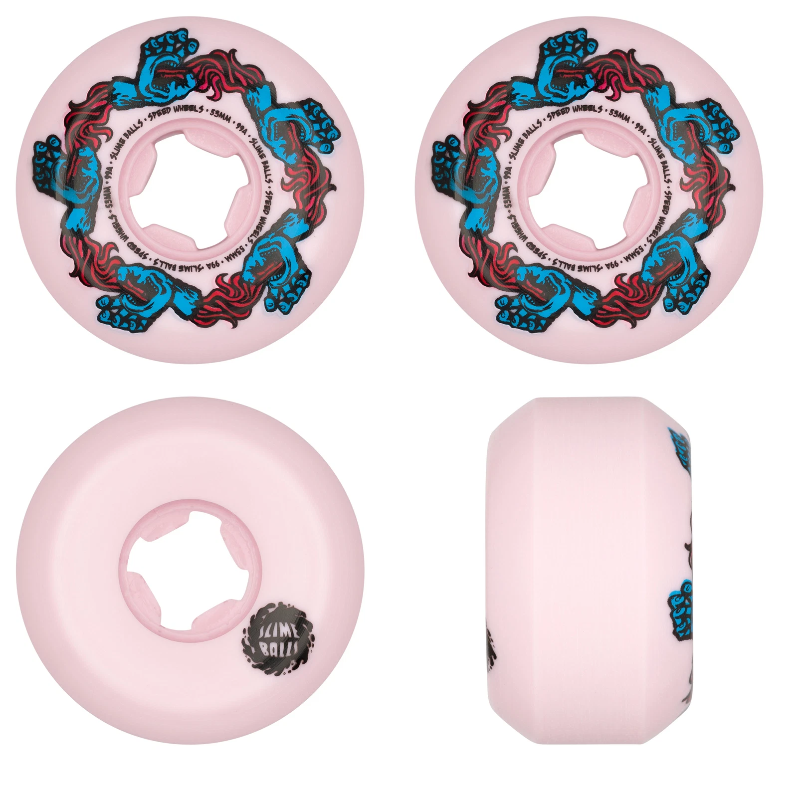 Slime Balls Skateboard Wheels 53mm Infinity Hand Speed Balls 99A Pink ...