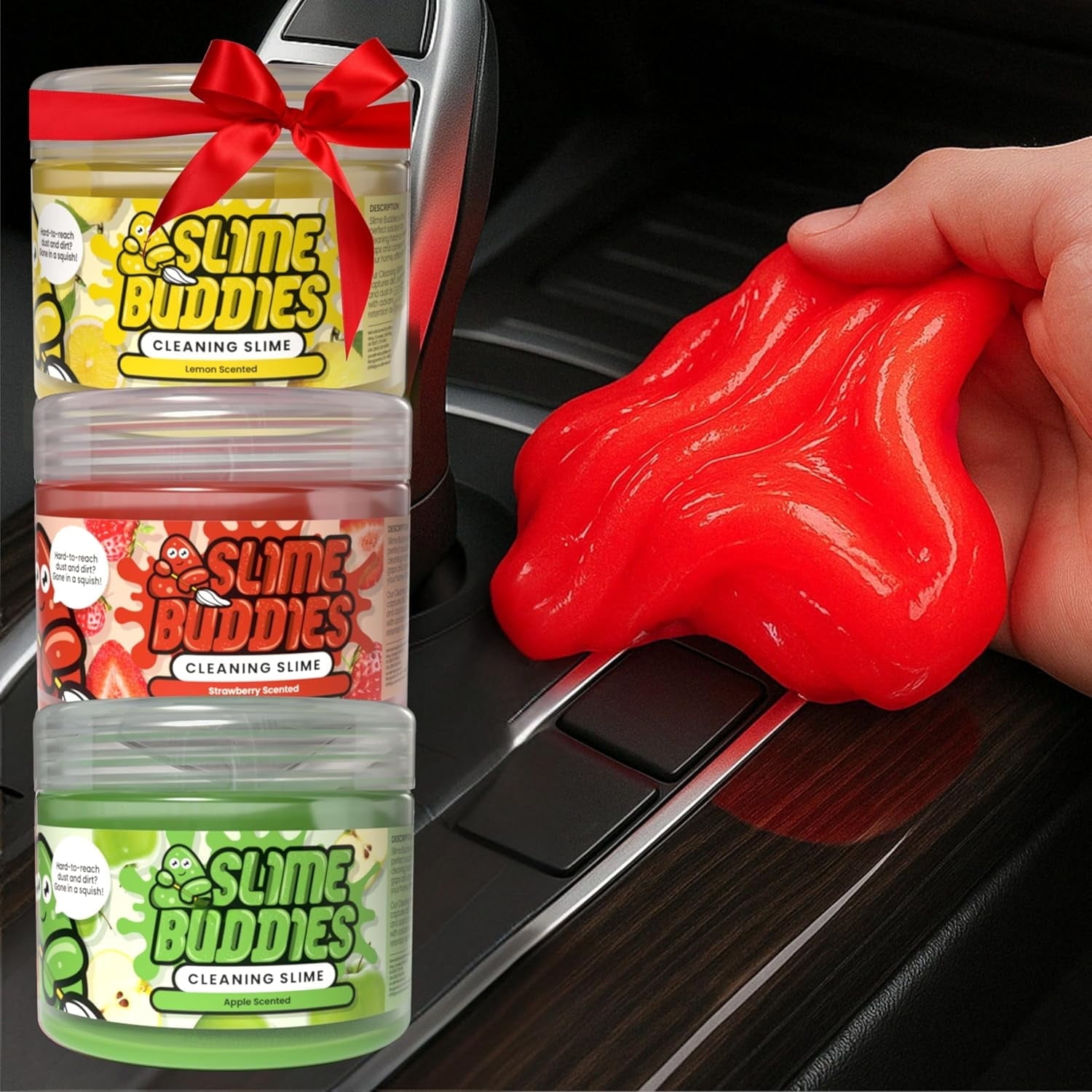 Slime Buddies Cleaning Slime | (3 Pack) 1 Lemon, 1 Apple, 1 Strawberry ...