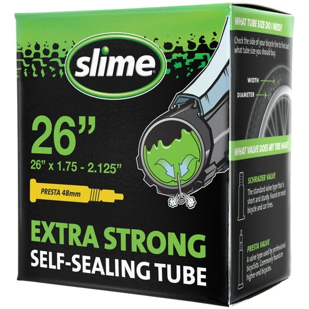 Slime Extra Strong Self-Sealing Bicycle Tube Presta 26" x 1.75-2.125 ...