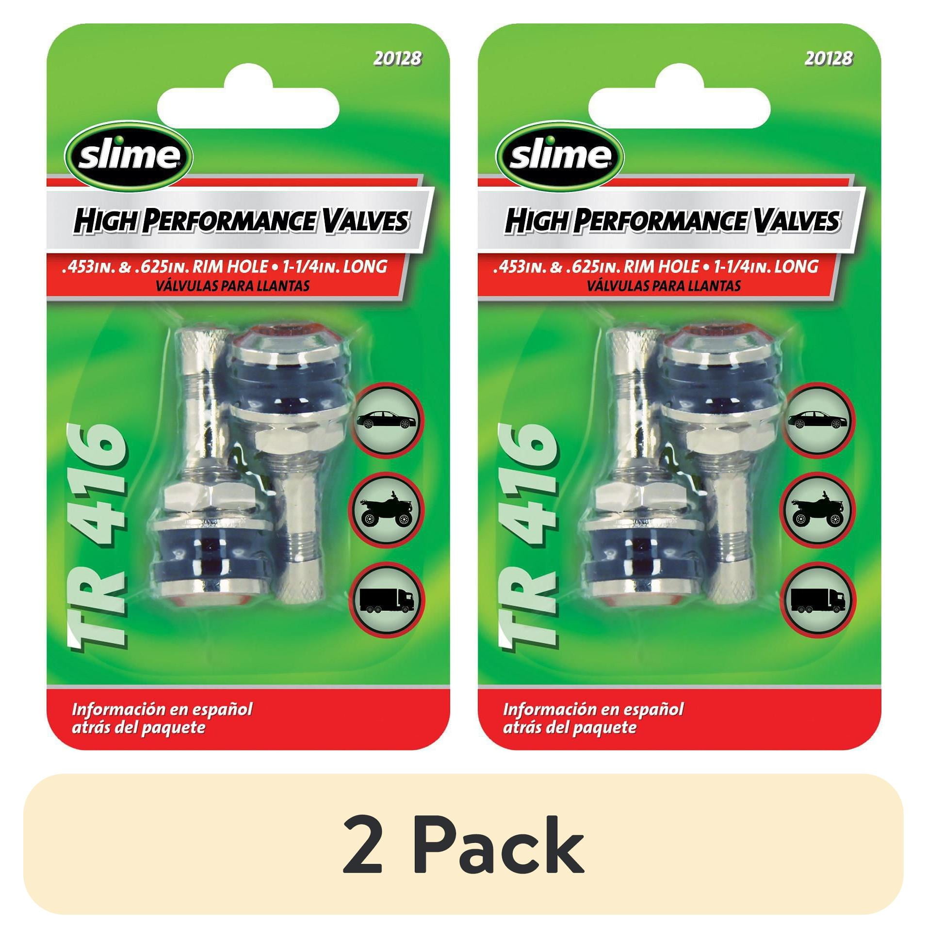 (2 pack) Slime High Performance Tubeless Tire Valves TR416 Rubber and ...