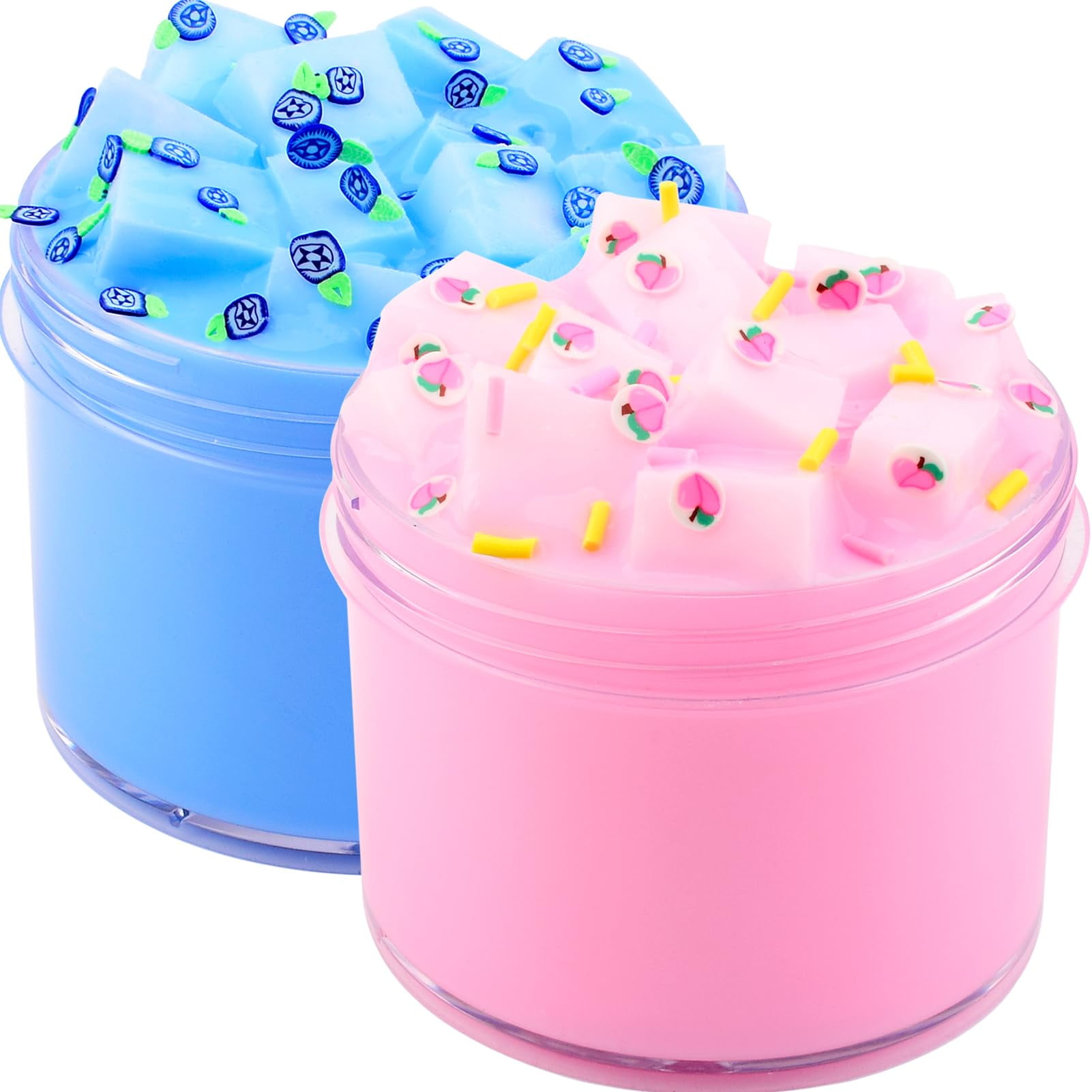 Slime Kit with 2 Pack Jelly Cube Slime,Non Sticky,Super Soft Stretch ...