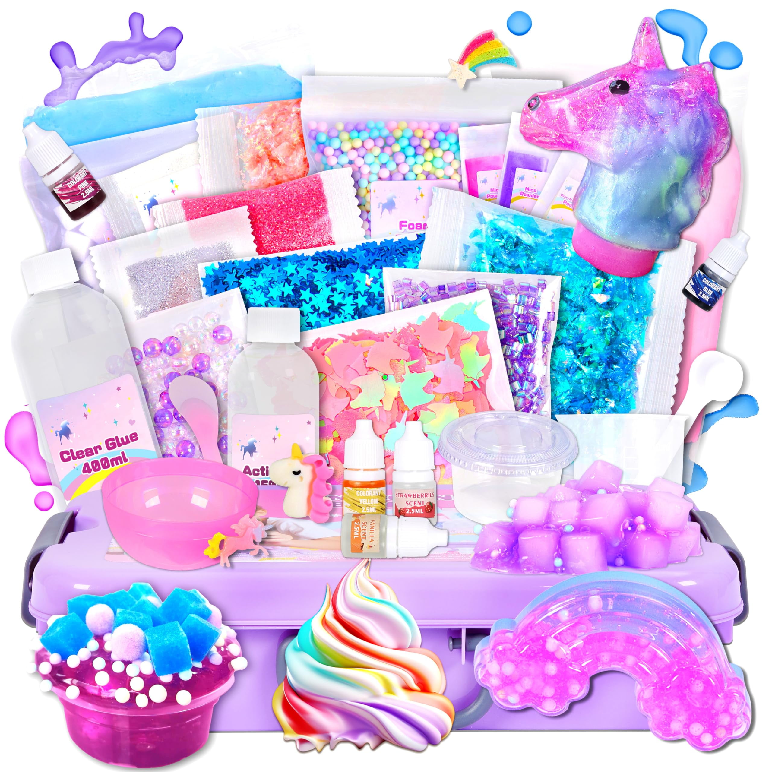 Slime Kit for Girls, Unicorn Slime Kit,Fluffy Slime Making Kit, DIY ...