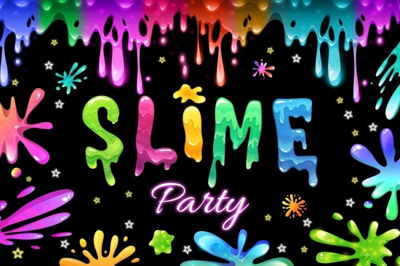 Slime Party Backdrop Splatter Colorful Graffiti Black Background Slime ...