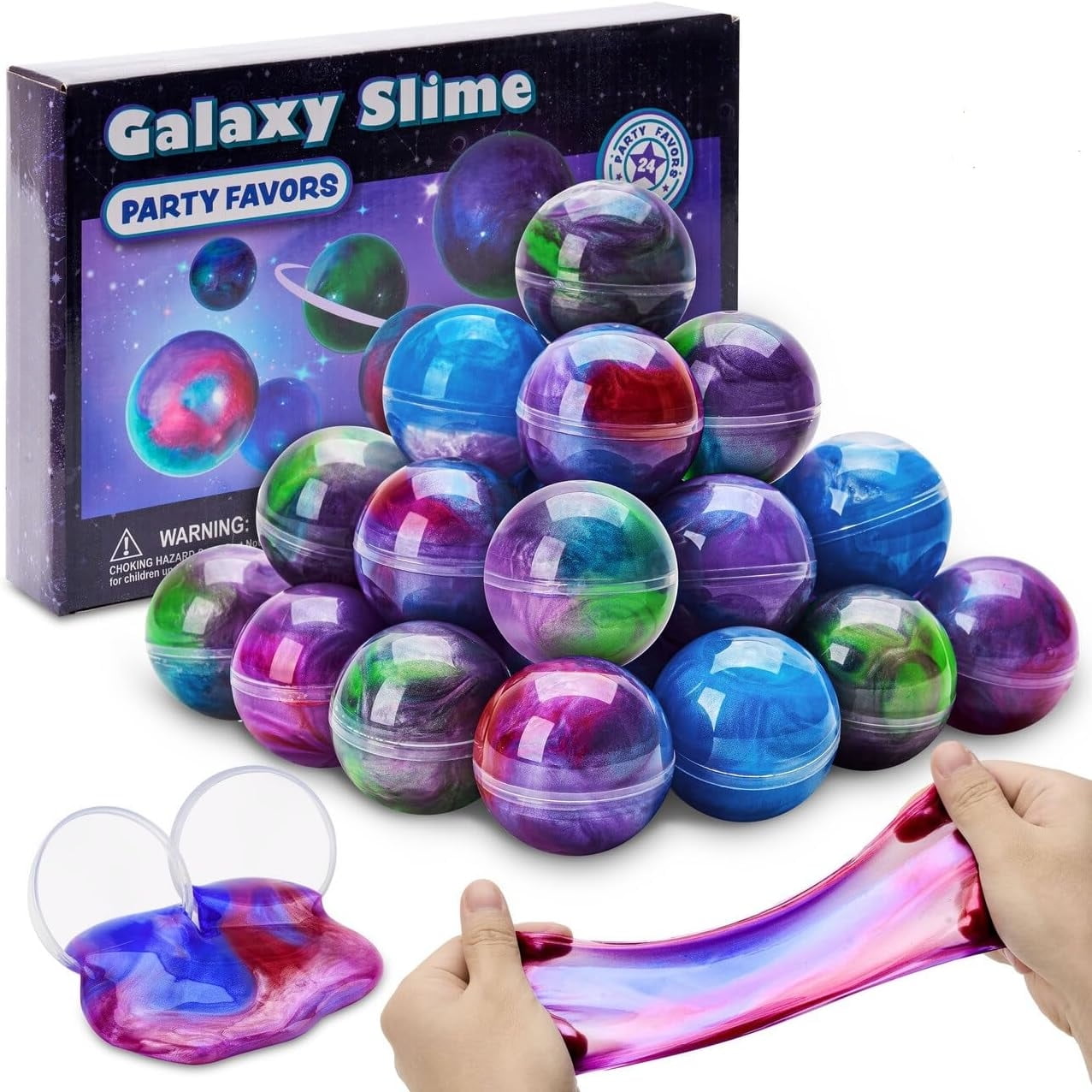 Slime Party Favors, 24 Pack Galaxy Slime Ball - Stretchy, Non-Sticky ...
