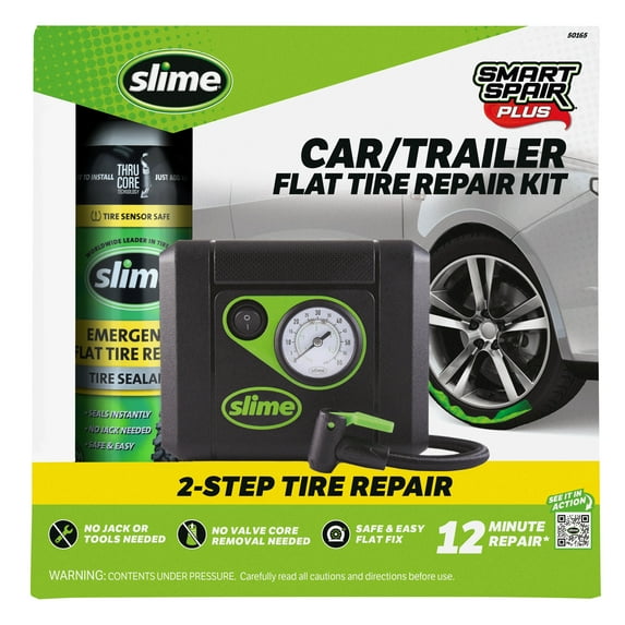 Slime Smart Spair Plus Flat Tire Repair Kit 50165 (Car/Trailer ...