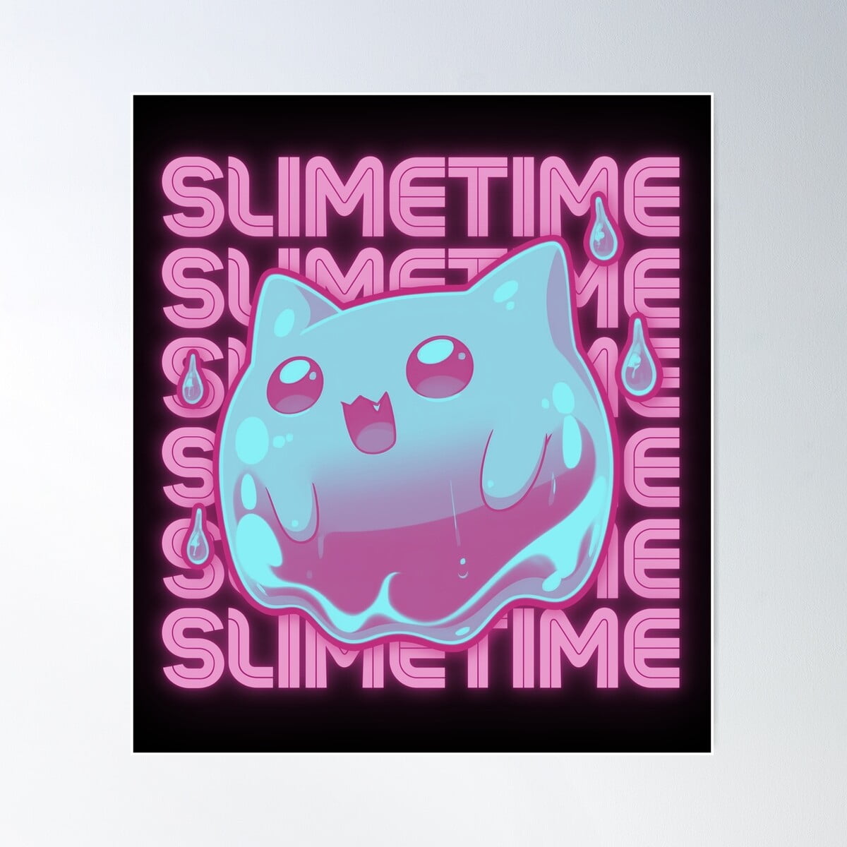 Slime Time! Cute Slime Cat! Poster Wall Art, Modern Wall Decor For ...