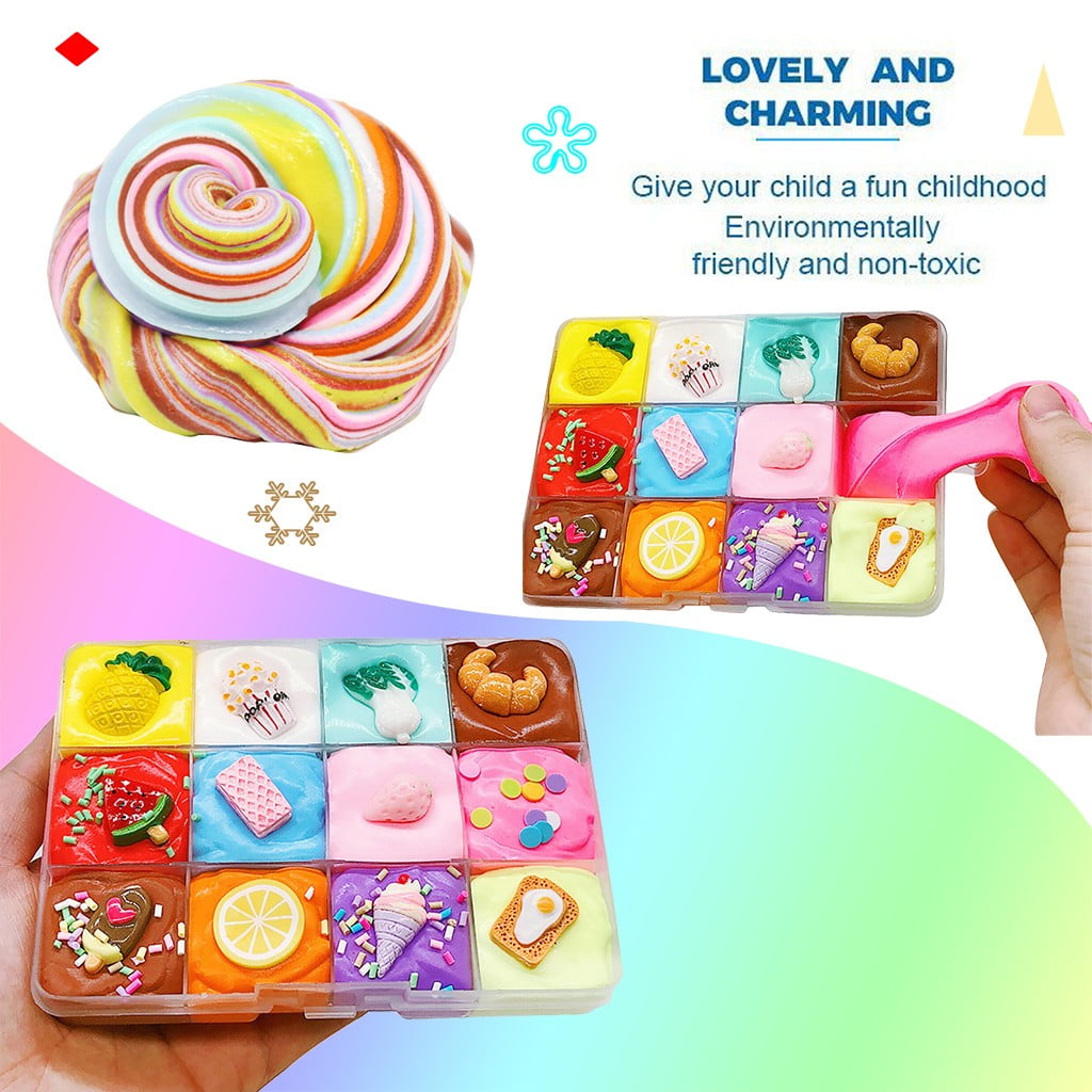 Slime Toys, 200ML 9 Color Mixing Fruit Cloud Cotton Candy Slime Kids ...