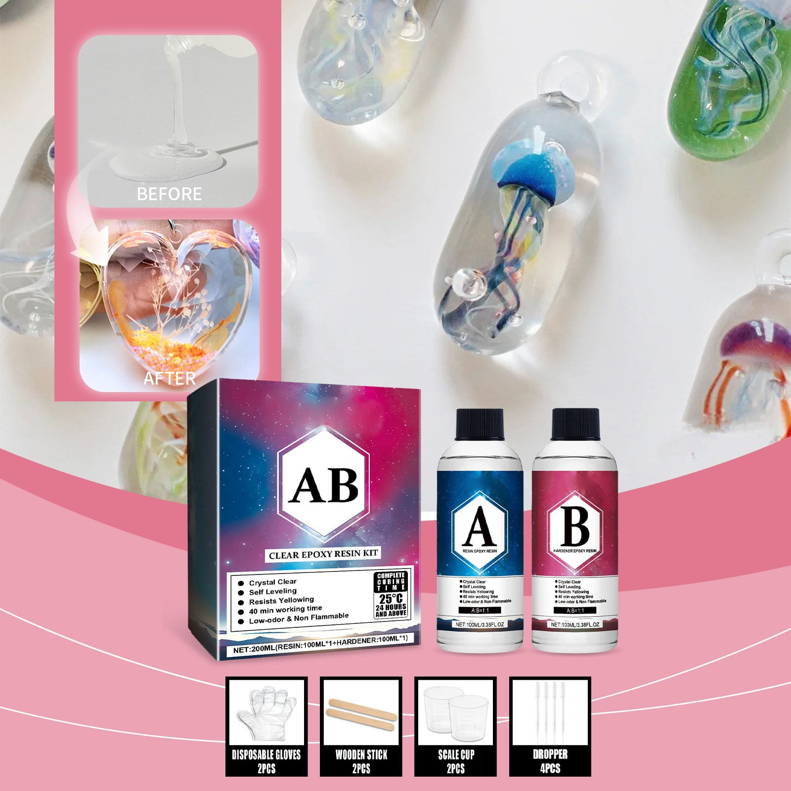 Slime glue! Capsule Clear Epoxy Kit Crystal Epoxy Transparent Yellowing ...