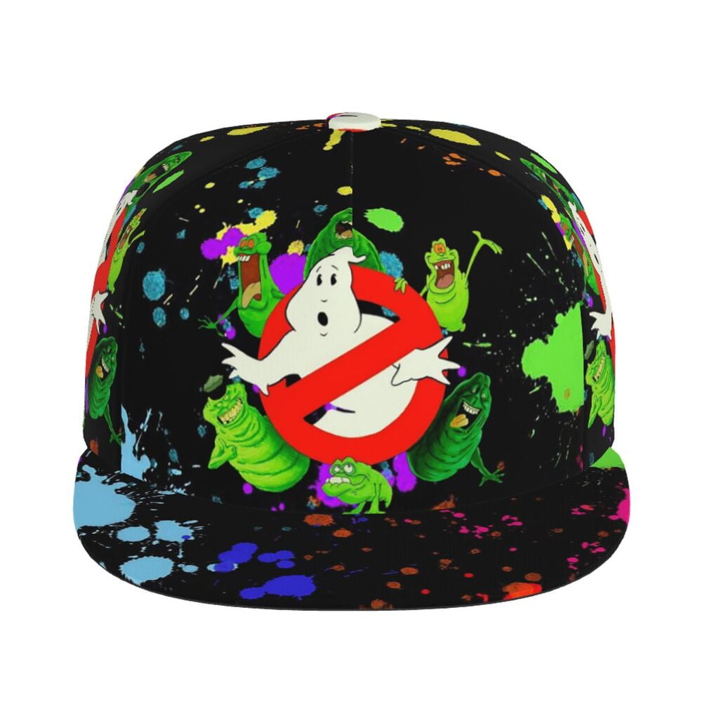 Slimer Ghostbusters Adjustable Flat Brim Baseball Cap Snapback Hat Hip ...