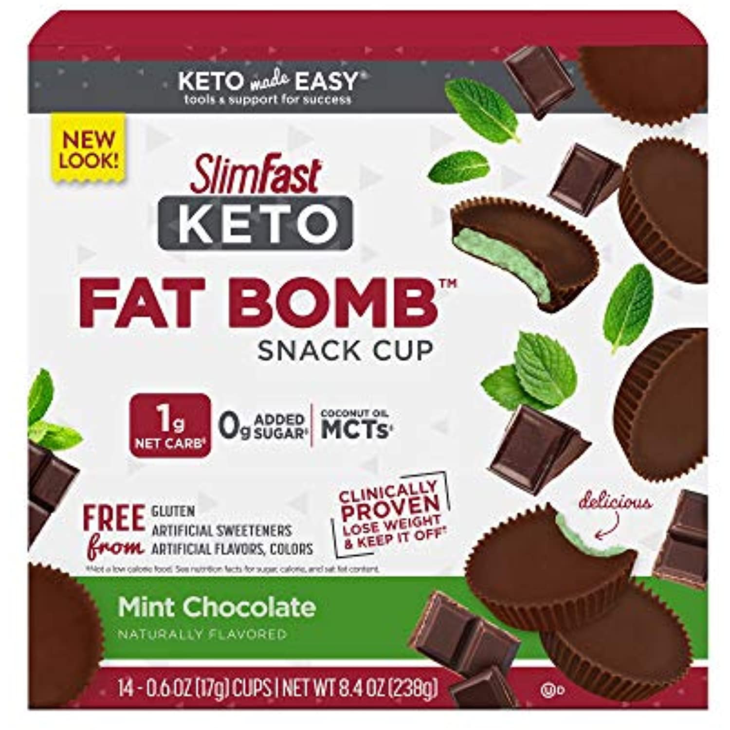 Slimfast Keto Fat Bomb Snack Cup, Mint Chocolate, Keto Snacks For ...