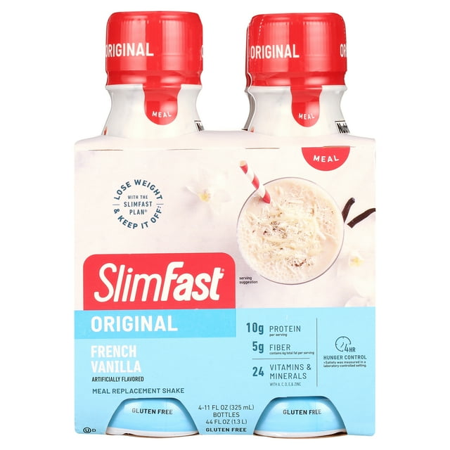 Slimfast Original French Vanilla Meal Replacement Shakes, 11 fl oz, 4 Ct - Walmart.com