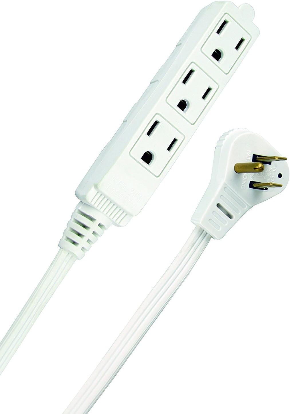 Slimline 2232 16/3 13 ft - White Angled Flat Plug Extension Cord, Space ...