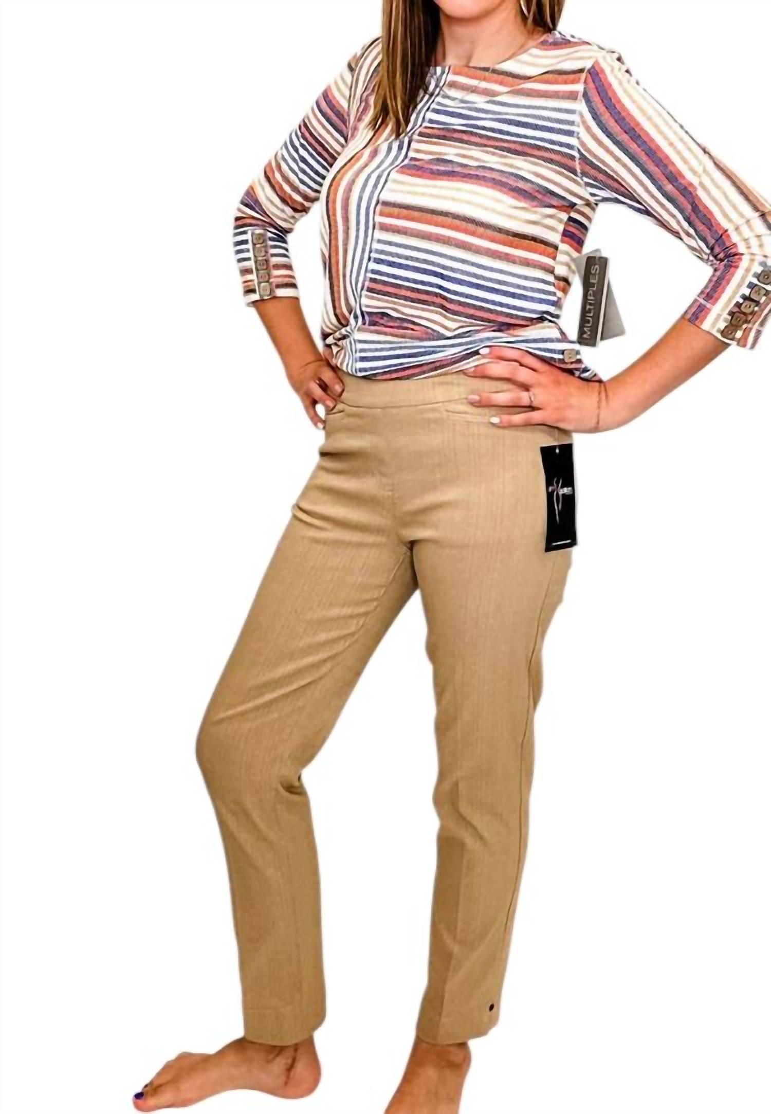 Slimsation By Multiples Fine Line Twill Ankle Pant - Walmart.com
