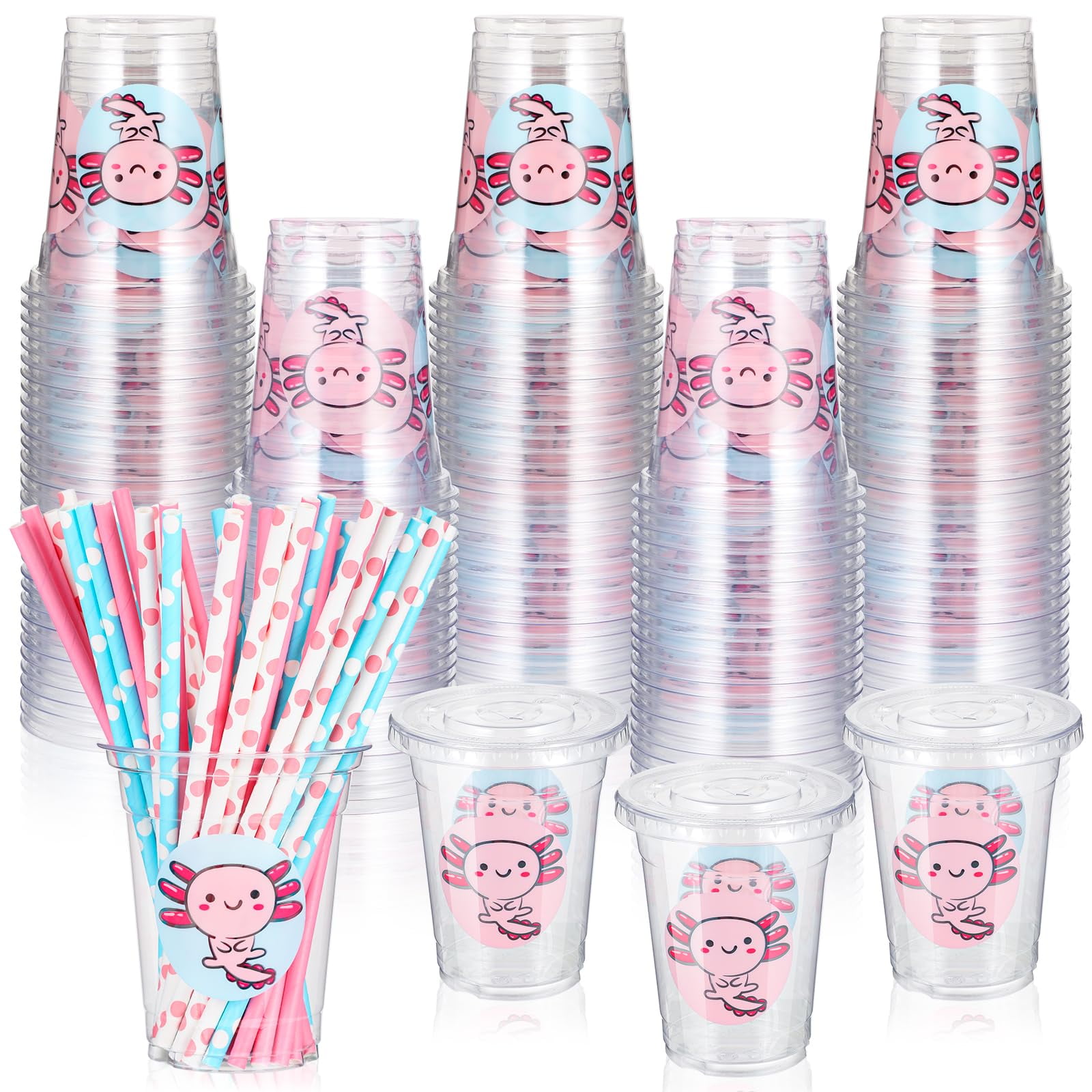Sliner 120 Sets Axolotl Birthday Party Supplies Bulk Plastic Cup with ...