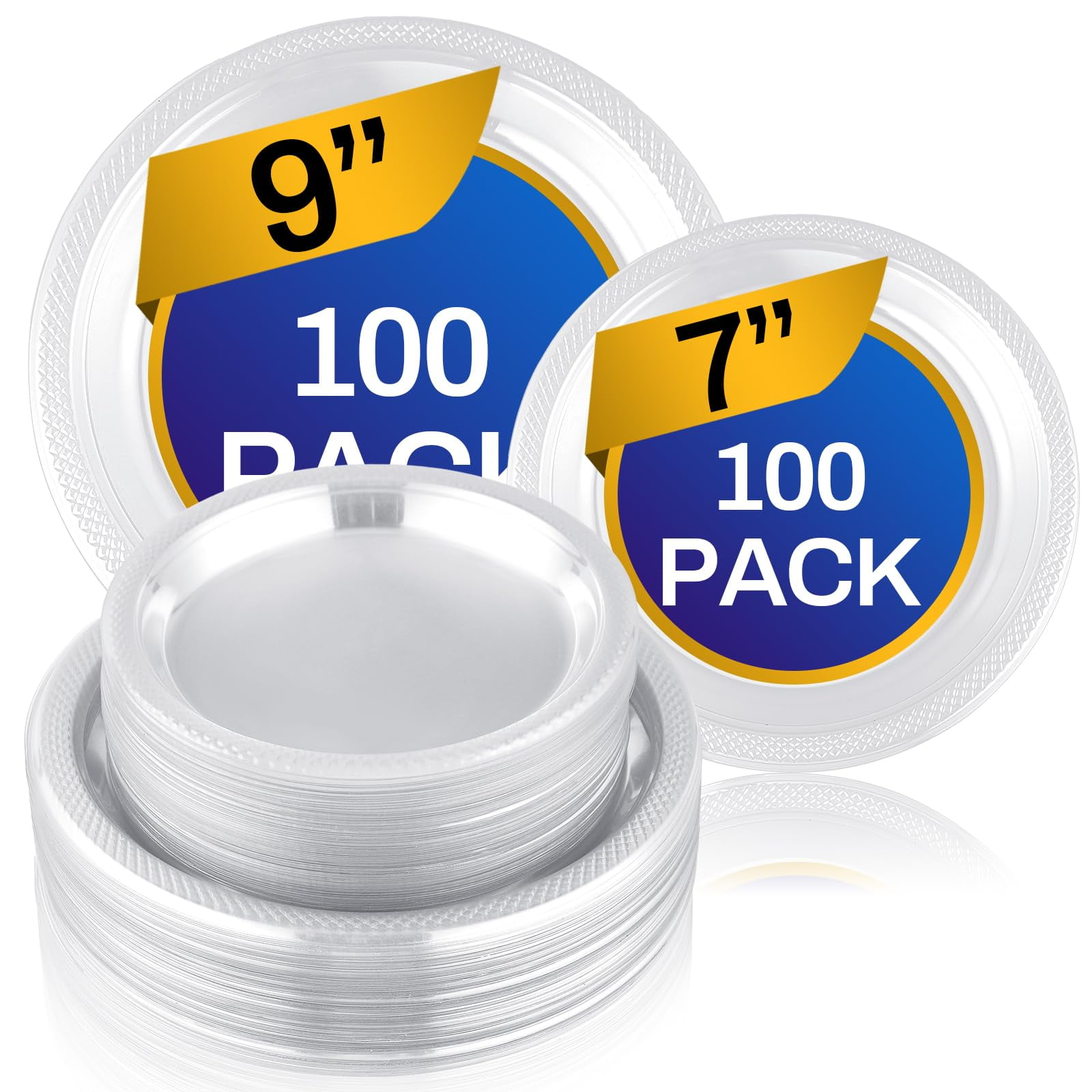 Sliner 200 Pcs Clear OIF8 Plastic Plates Bulk Hard Disposable Party ...