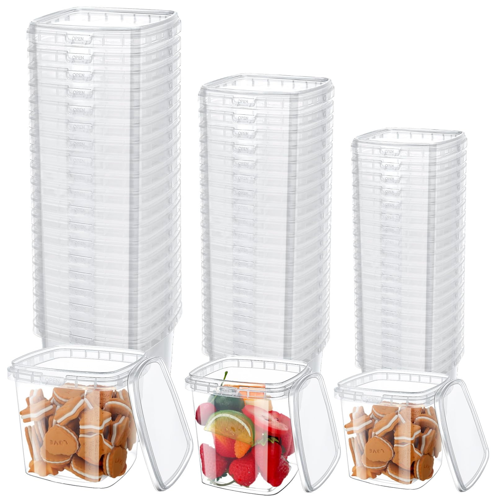 Sliner 60 Sets Square Deli Containers with Lids Clear Food Storage ...