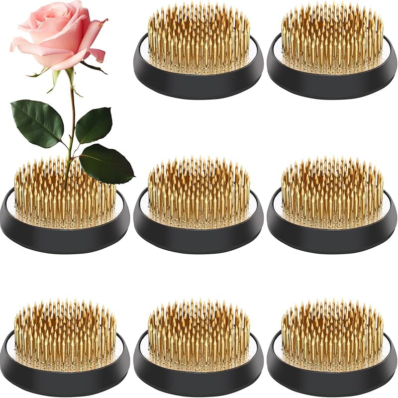 Sliner 8 Pcs 1.34 Inch Floral Frogs Round Brass Flower Holder Japanese ...