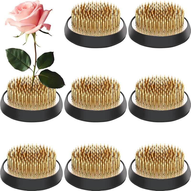 Sliner 8 Pcs 1.34 Inch Floral Frogs Round Brass Flower Holder Japanese ...