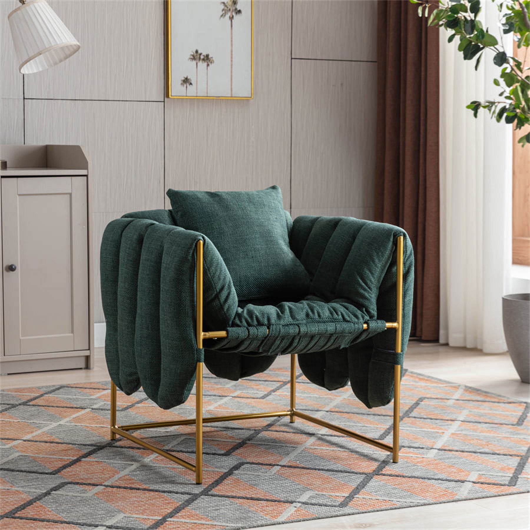 Sling Accent Chair with Metal Frame, Modern Upholstered Armchair with ...