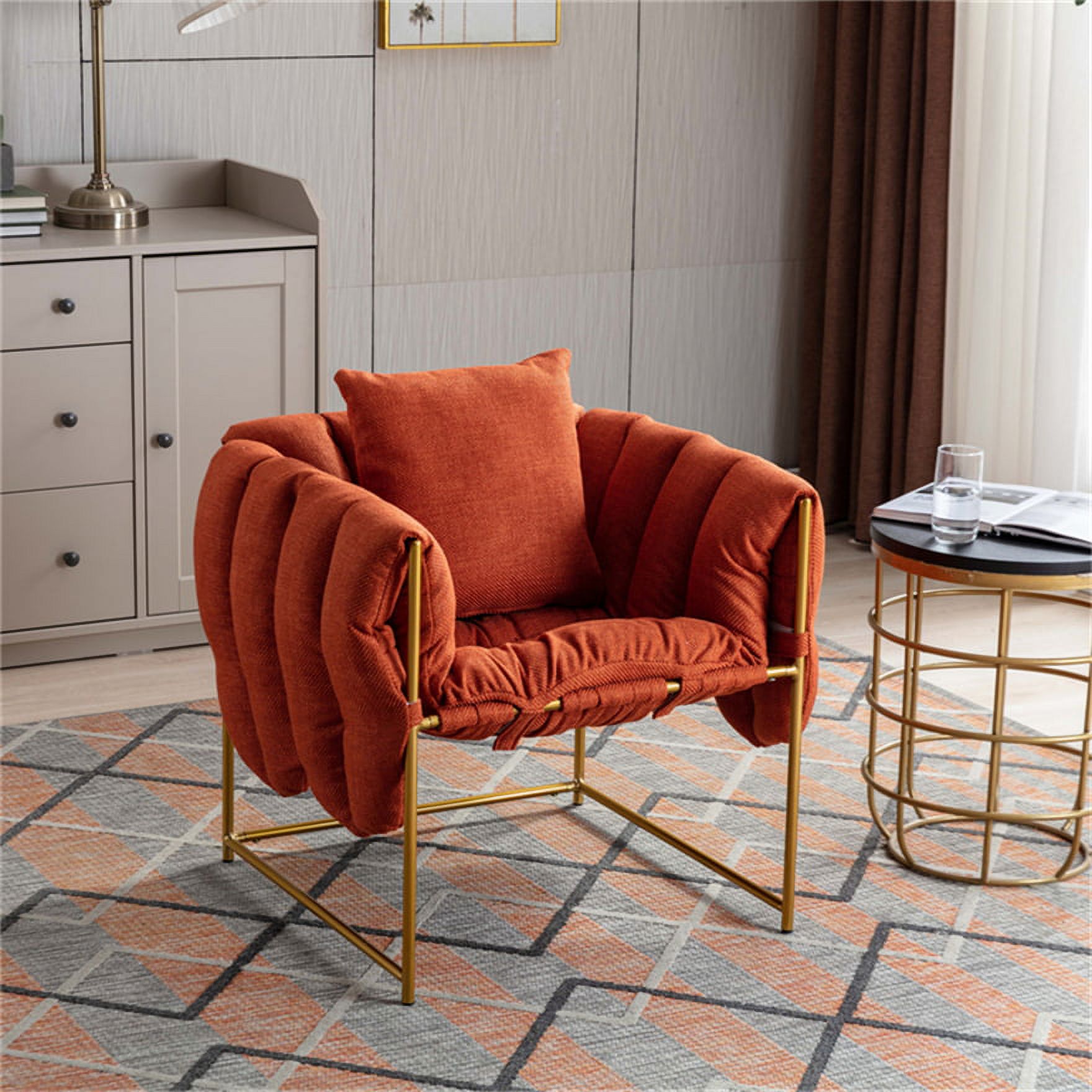 Sling Accent Chair with Metal Frame, Modern Upholstered Armchair with ...