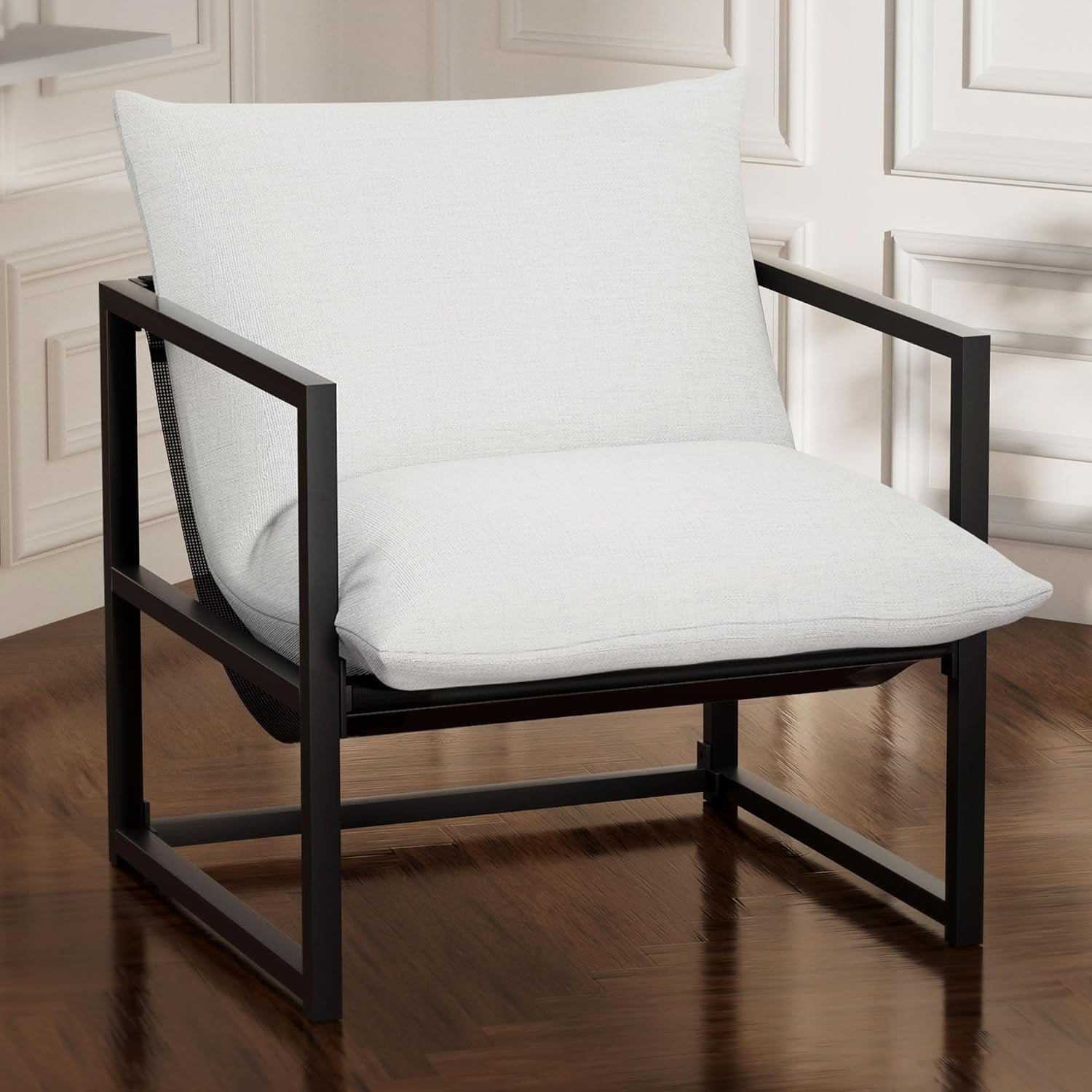 Sling Accent Chair with Modern Design Super Stable Black Metal Framed ...