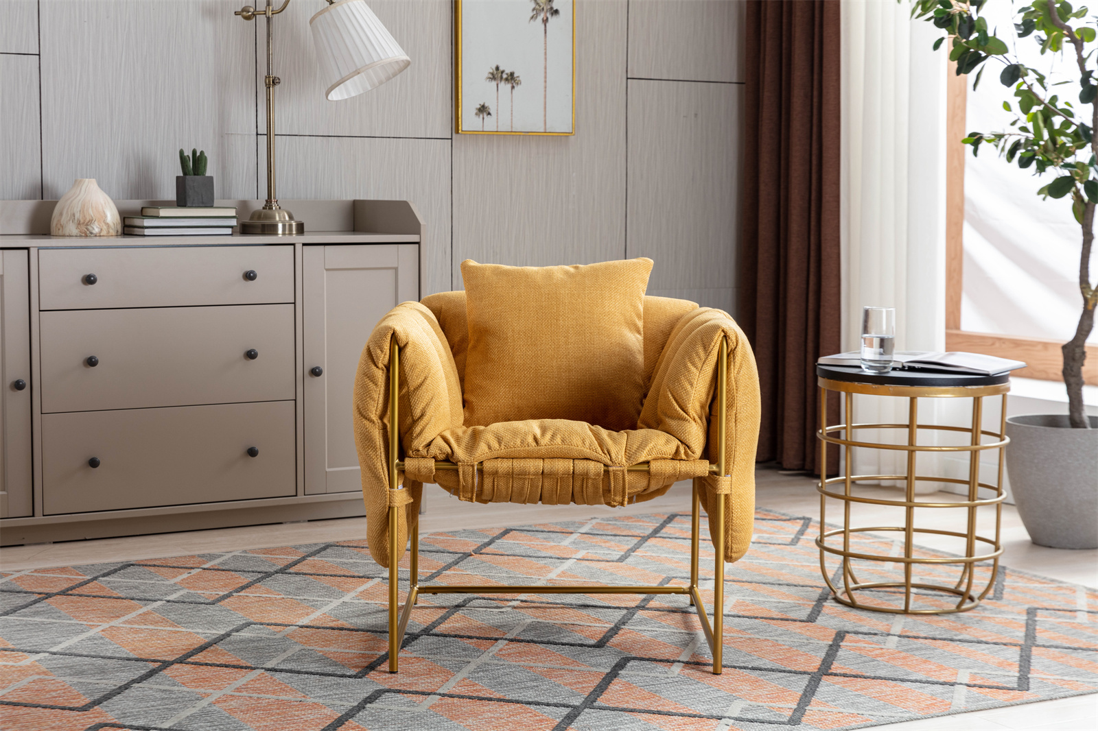 Sling Accent Chair, Modern Upholstered Leisure Single Sofa Chair with ...