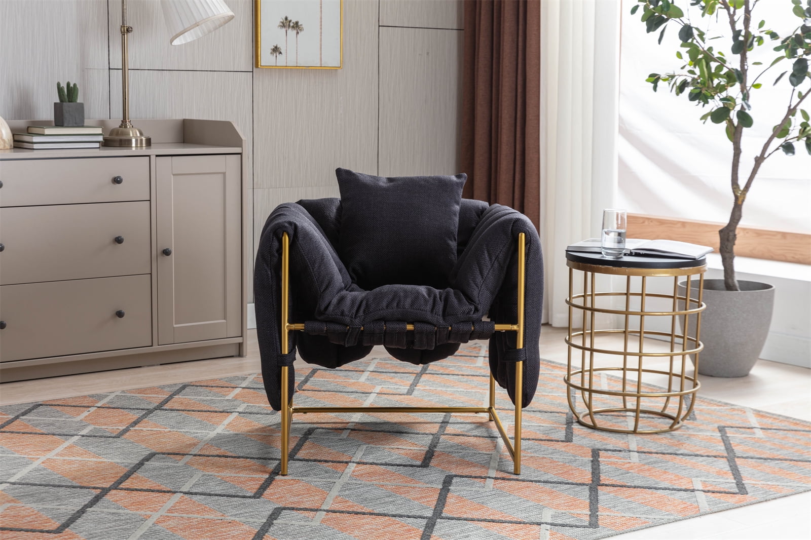 ARCTICSCORPION Sling Modern Upholstered Leisure Armchair with Shredded ...