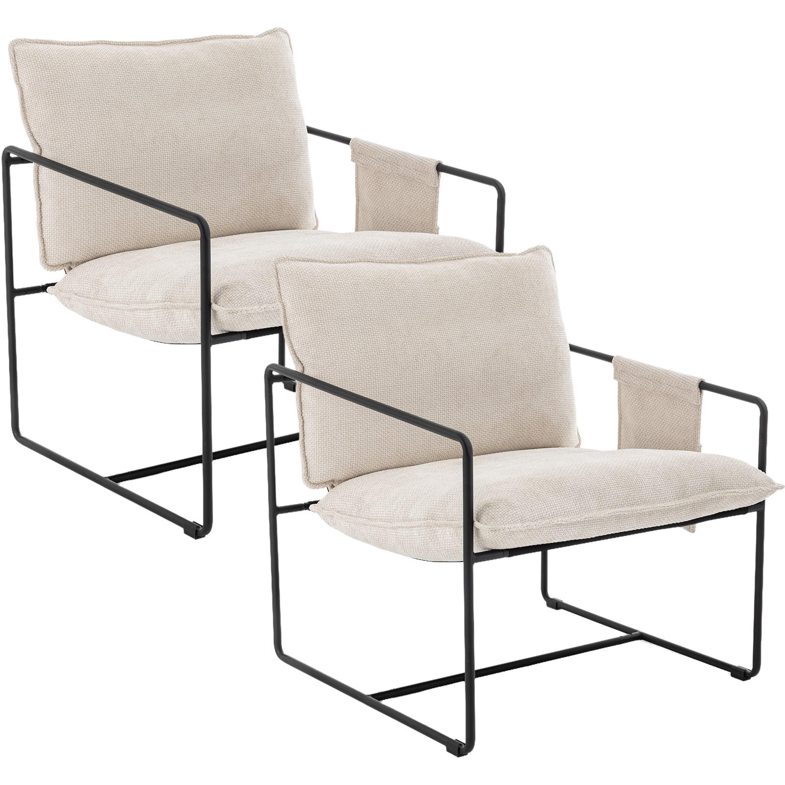 Sling Accent Chairs Set Of 2, Beige Modern Living Room Chairs Set Of 2 ...