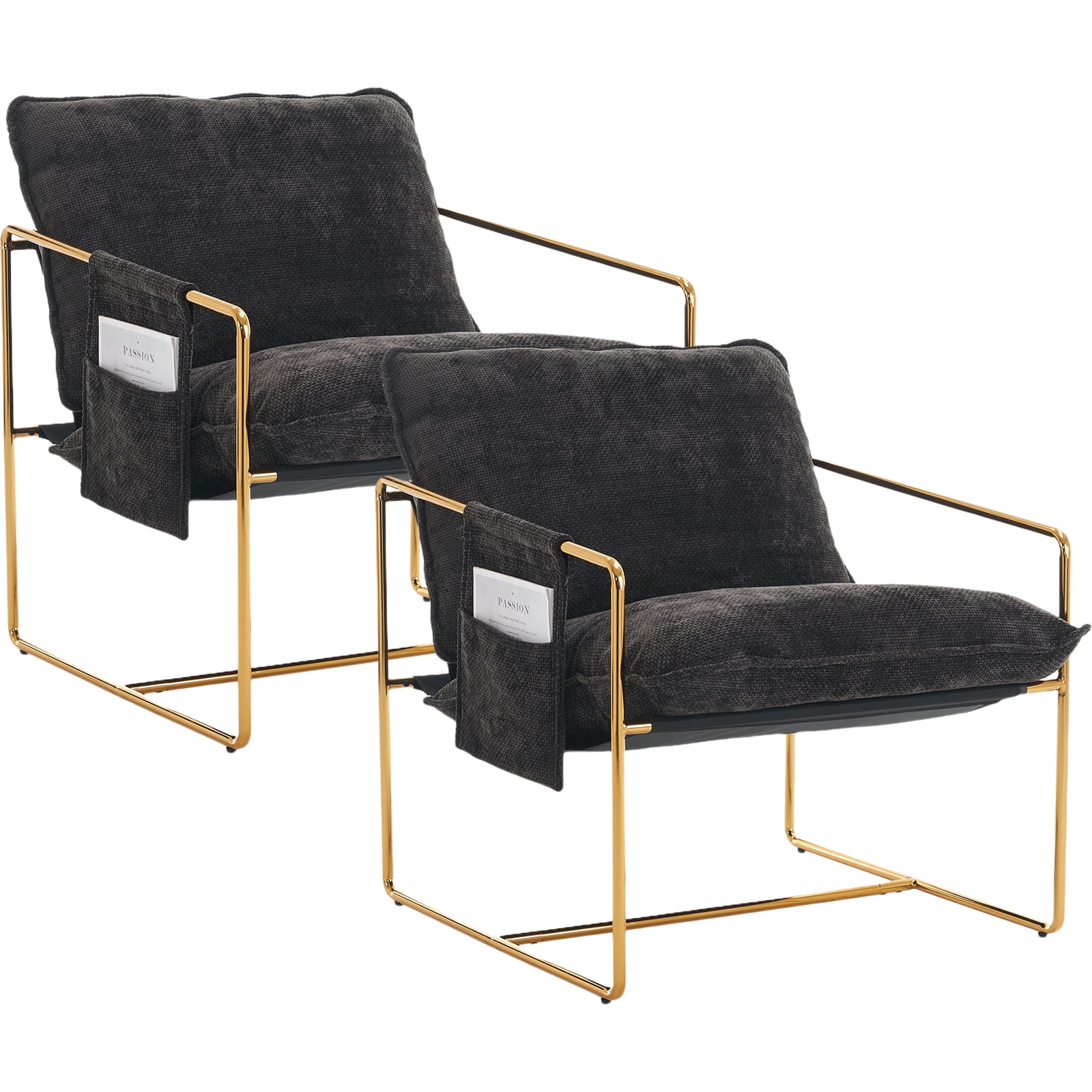 Sling Accent Chairs Set Of 2, Beige Modern Living Room Chairs Set Of 2 ...