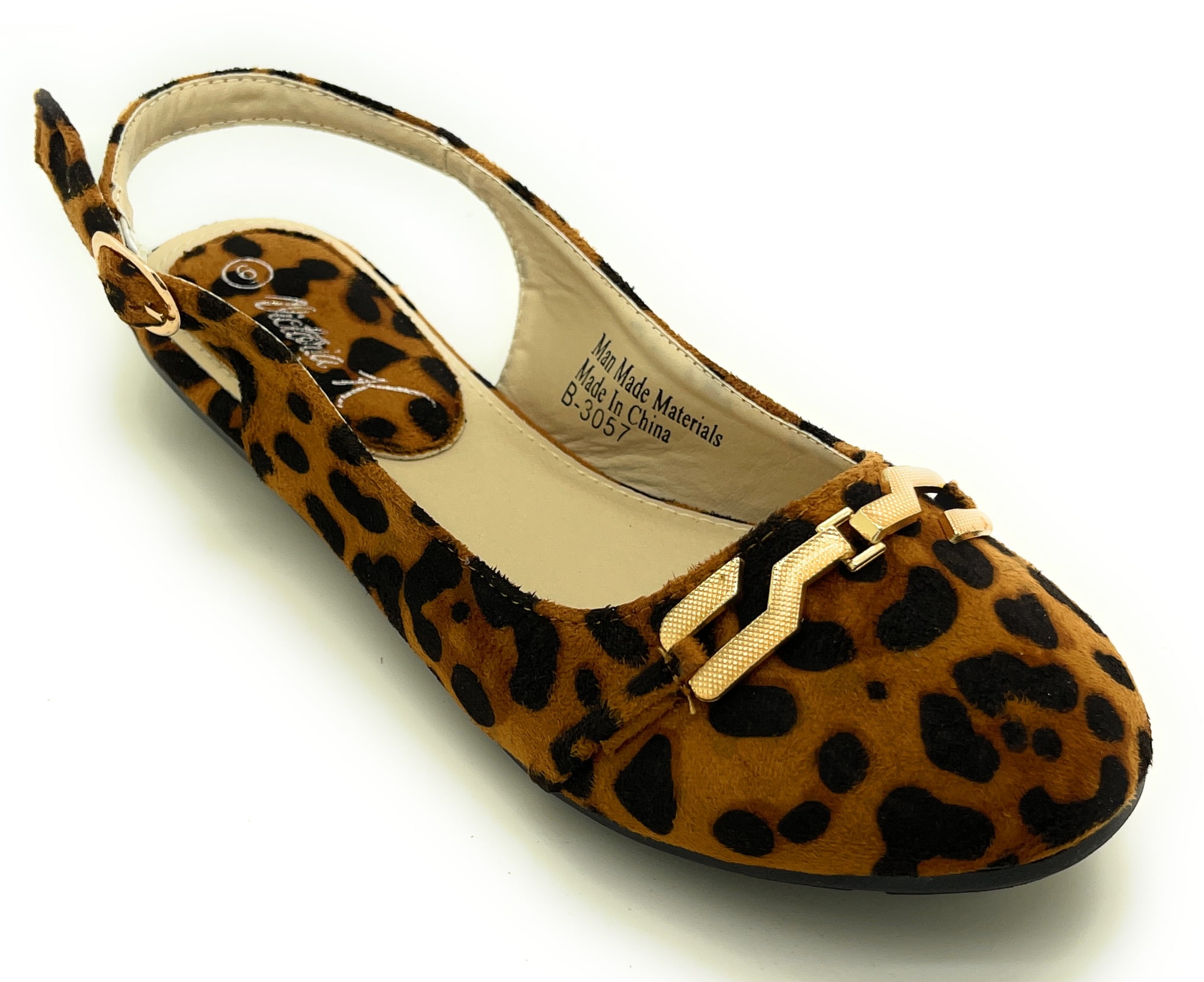 Women’s Leopard Print Slingback Flats – Open Back Pointed Toe Slip-On ...