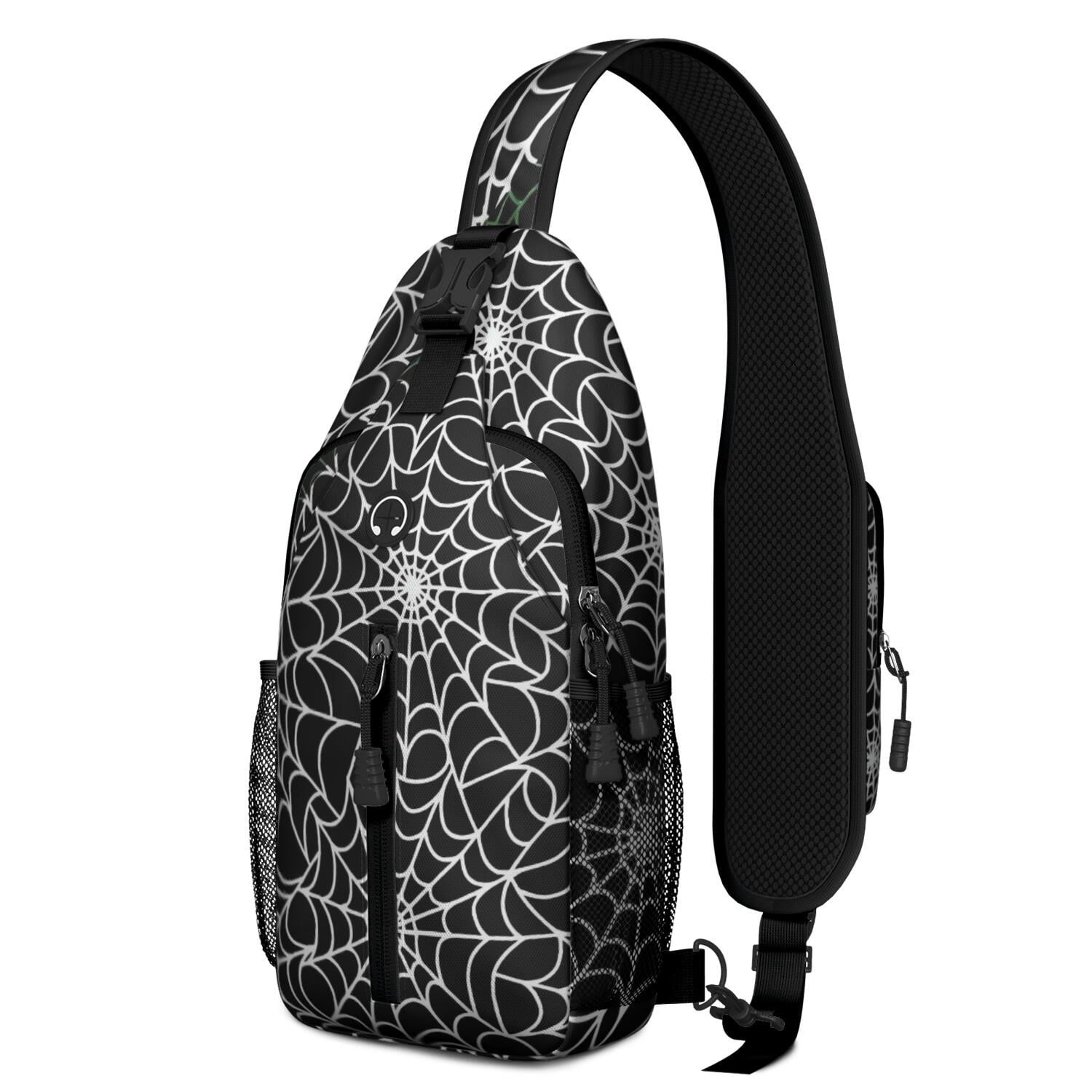 Sling Backpack,Halloween Spider Web Pattern Crossbody Bag with Water ...