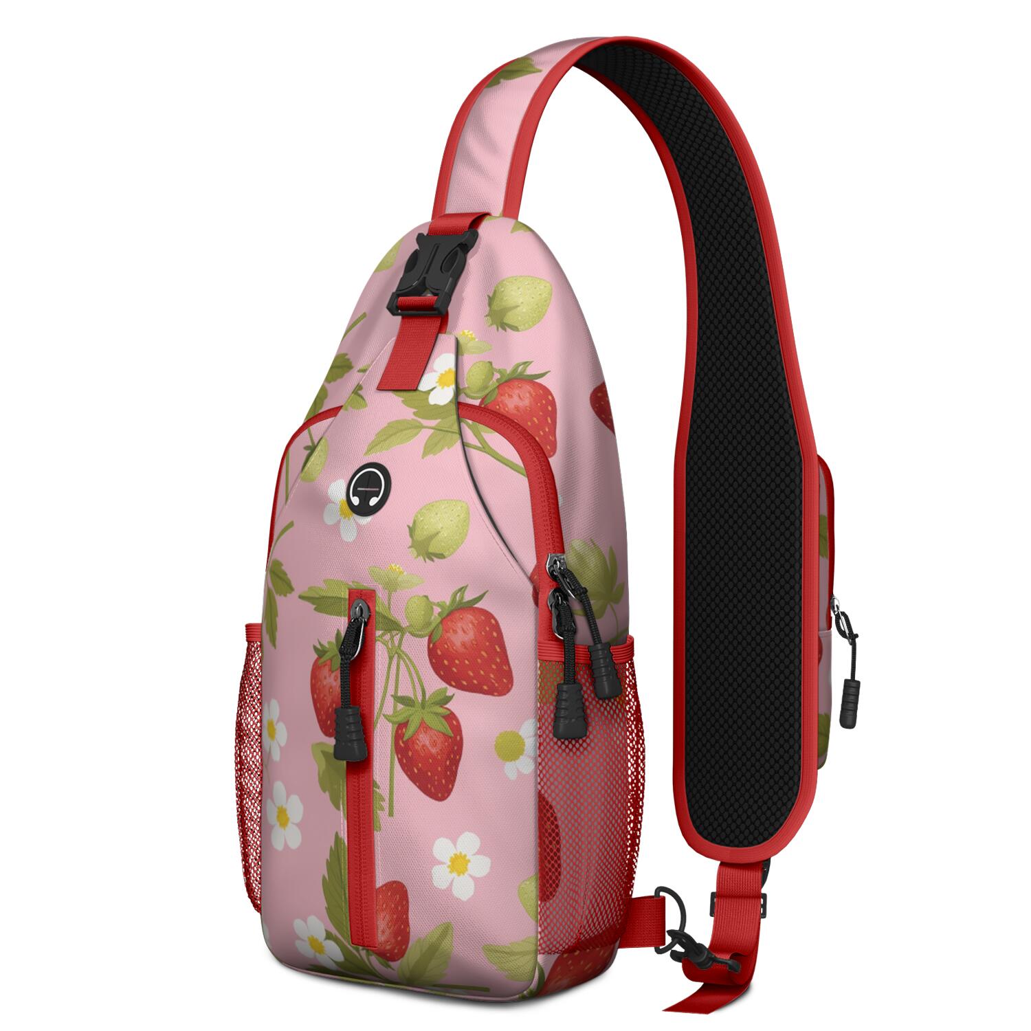 Sling Backpack Hiking Casual Sport Daypack Strawberry Crossbody Bag for ...