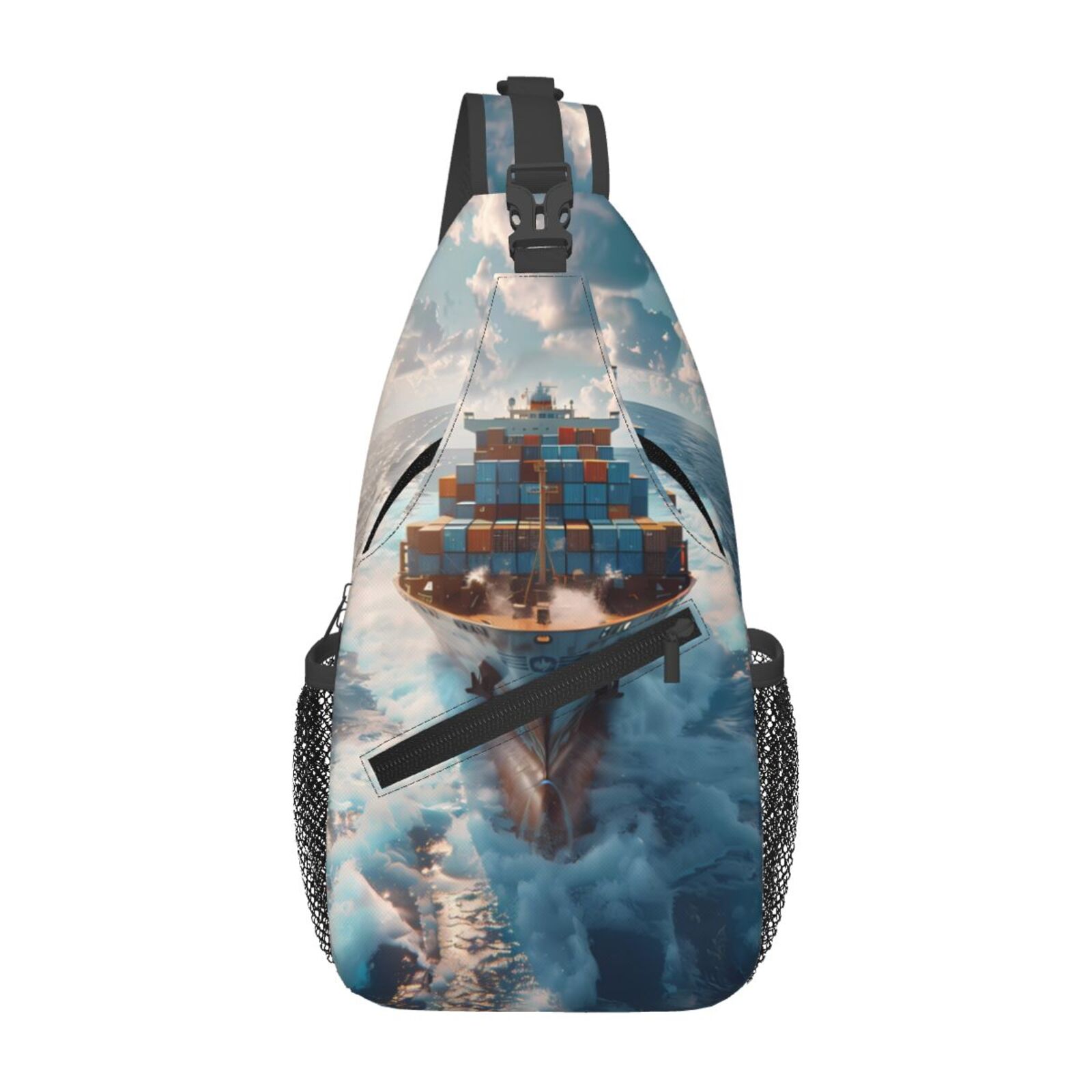 Sling Bag for Men, Cargo Ship At Sea Fanny Pack Crossbody Bags Shoulder ...