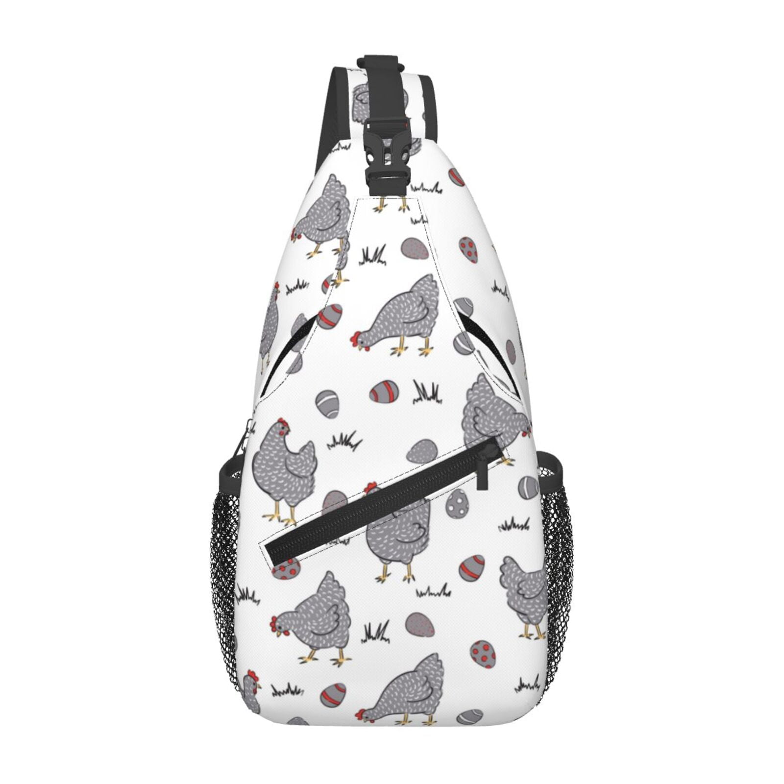 Sling Bag for Men, Cartoon Cute Chicken Egg Gray Fanny Pack Crossbody ...