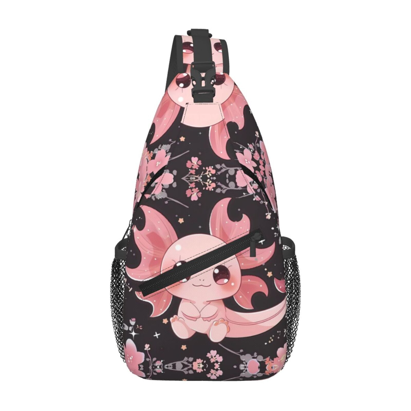 Sling Bag for Men, Chibi Axolotl Sakura Fantasy Fanny Pack Crossbody ...