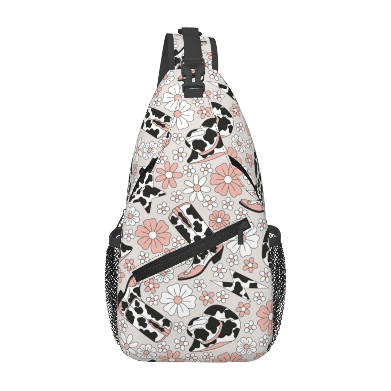 Sling Bag for Men, Cow Print Cowboy Hat Boots Flower Fanny Pack ...