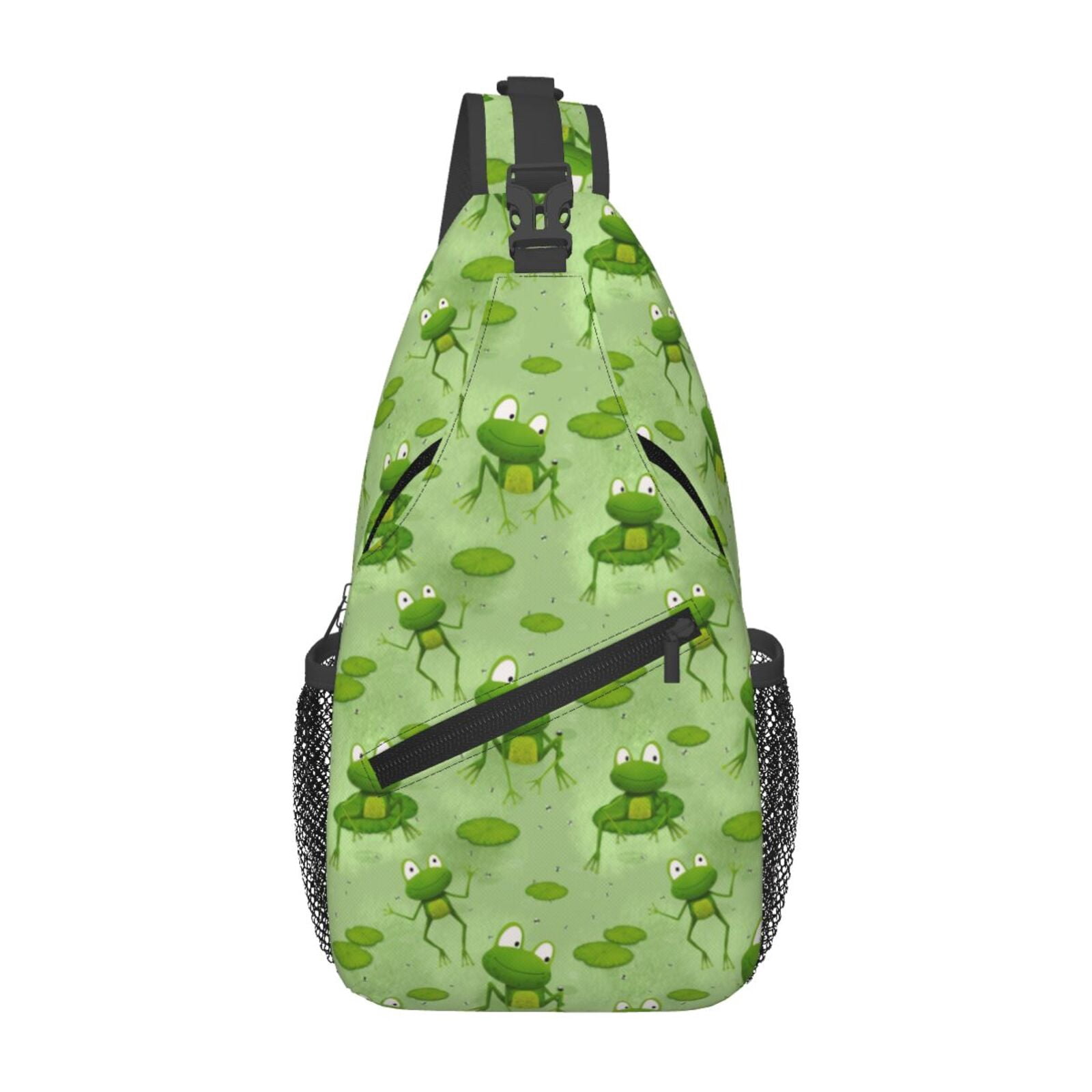 Sling Bag for Men, Cute cartoon frogs water lily Fanny Pack Crossbody ...