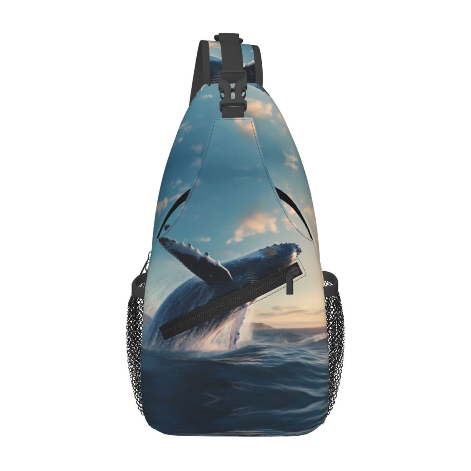 Sling Bag for Men, Dancing Whale Fanny Pack Crossbody Bags Shoulder ...